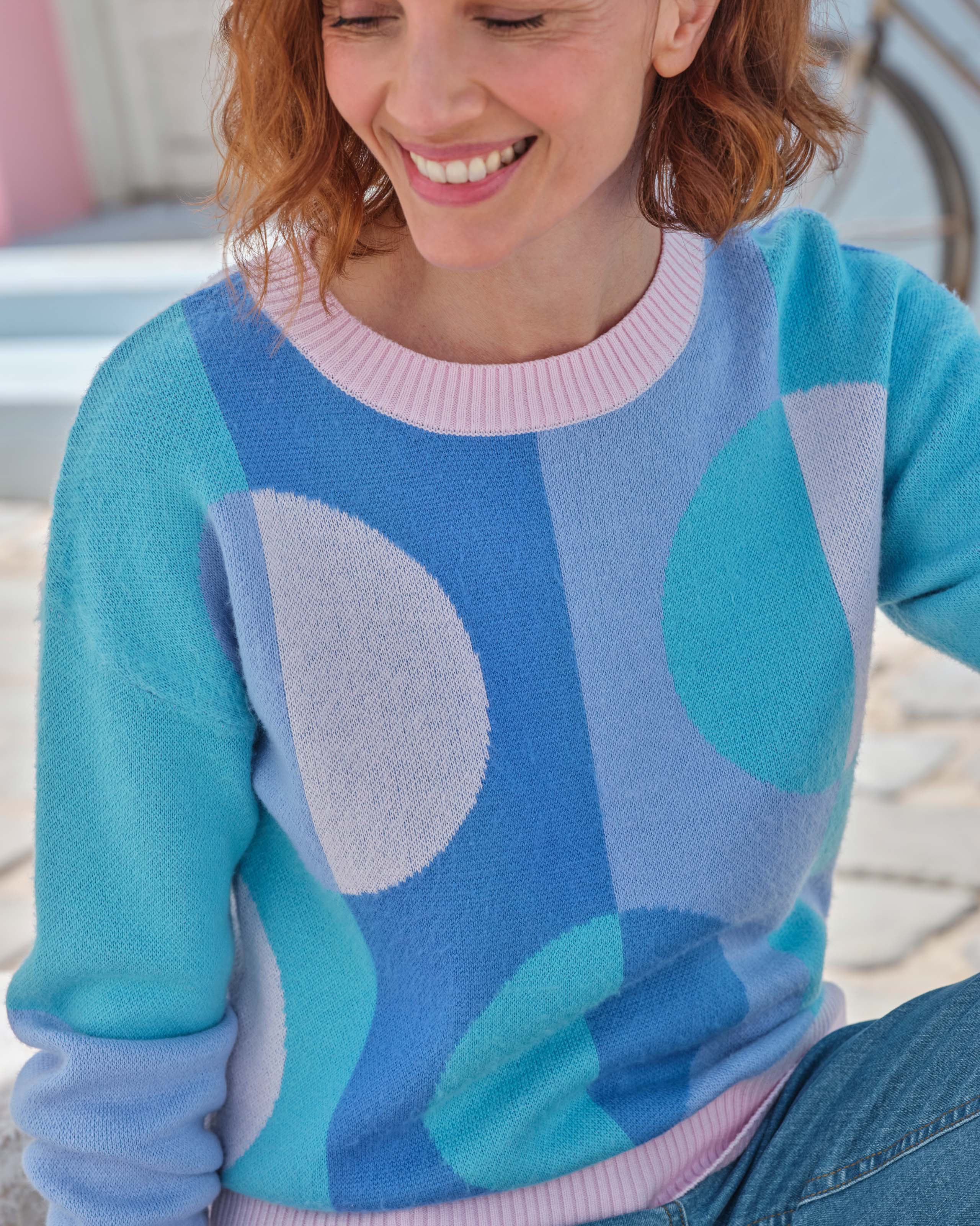 Multi | Brushed Colour Block Spot Jumper | WoolOvers AU