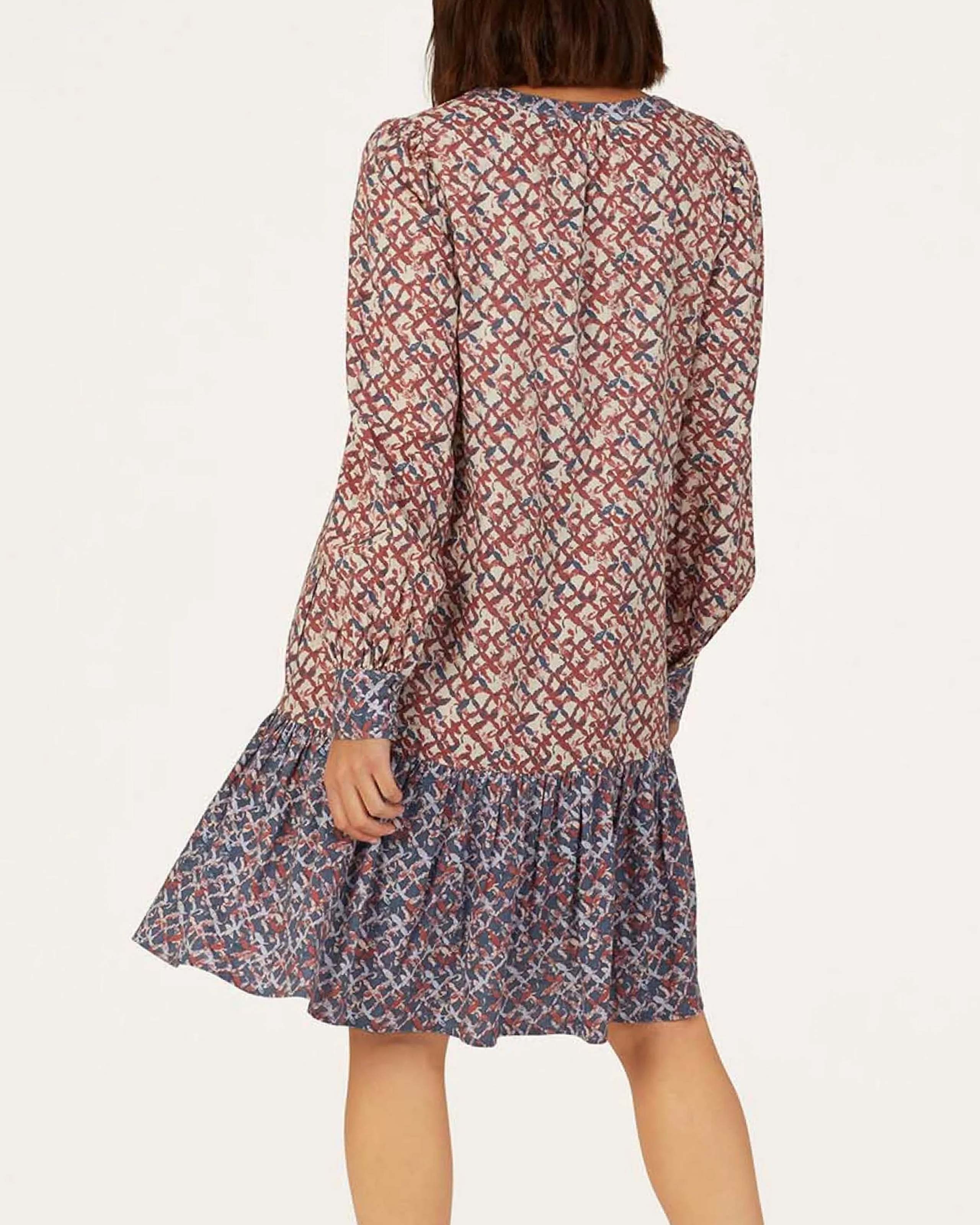Multi | Kalina Hemp Printed Midi Shift Dress | WoolOvers UK