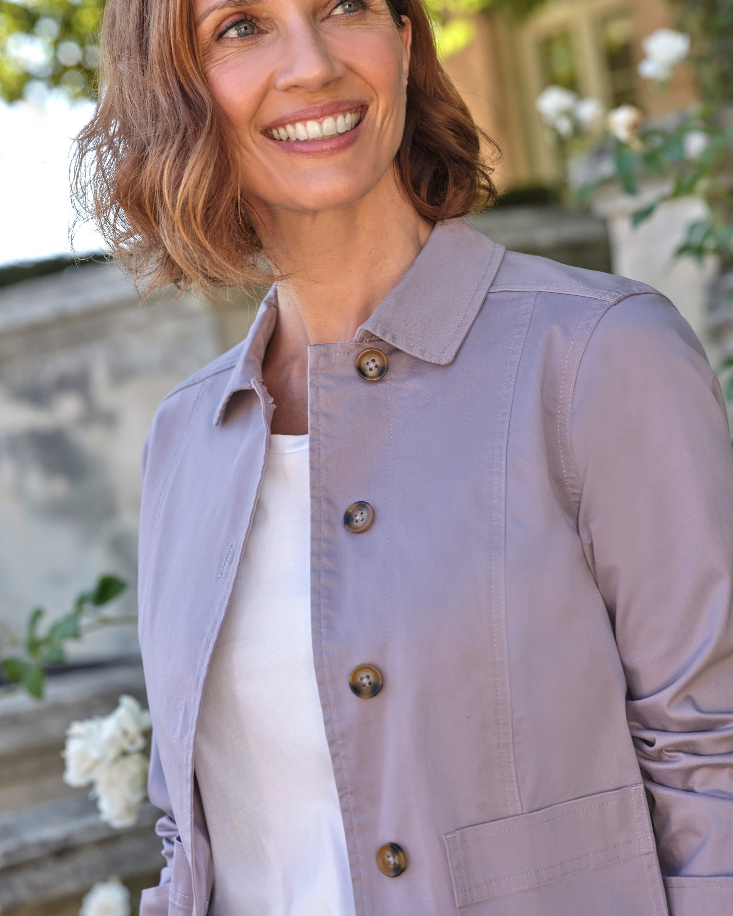 Dusty Lilac | Collared Cotton Jacket | WoolOvers AU