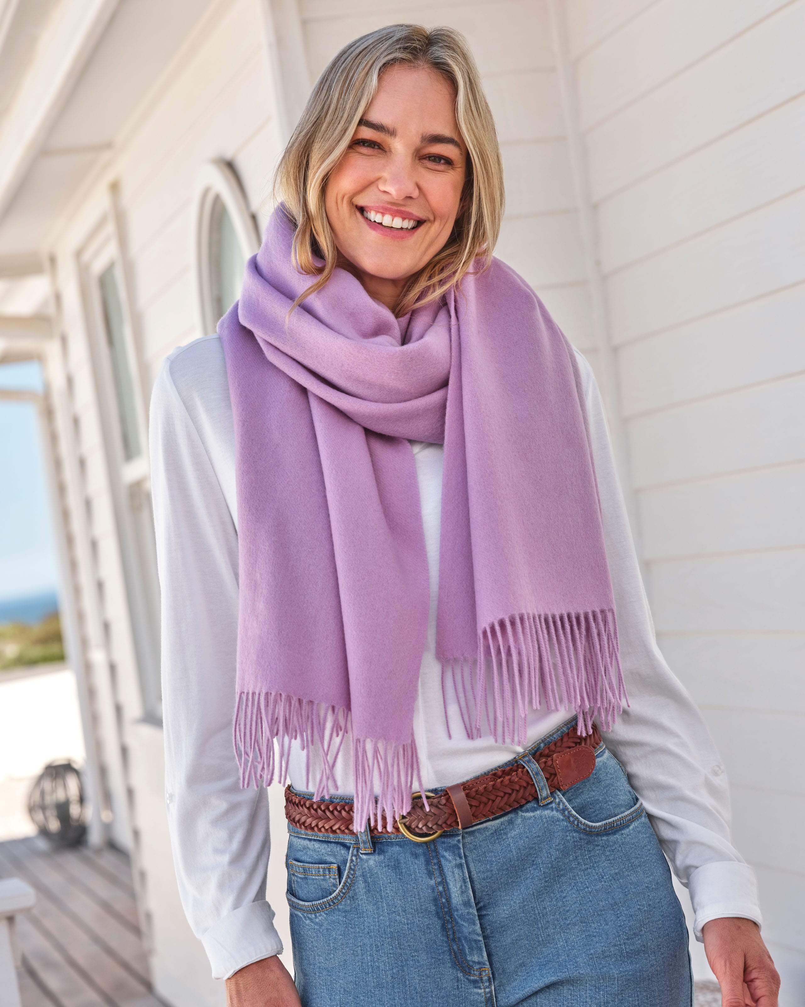 Pastel Lilac | Wide Pure Wool Scarf | WoolOvers UK