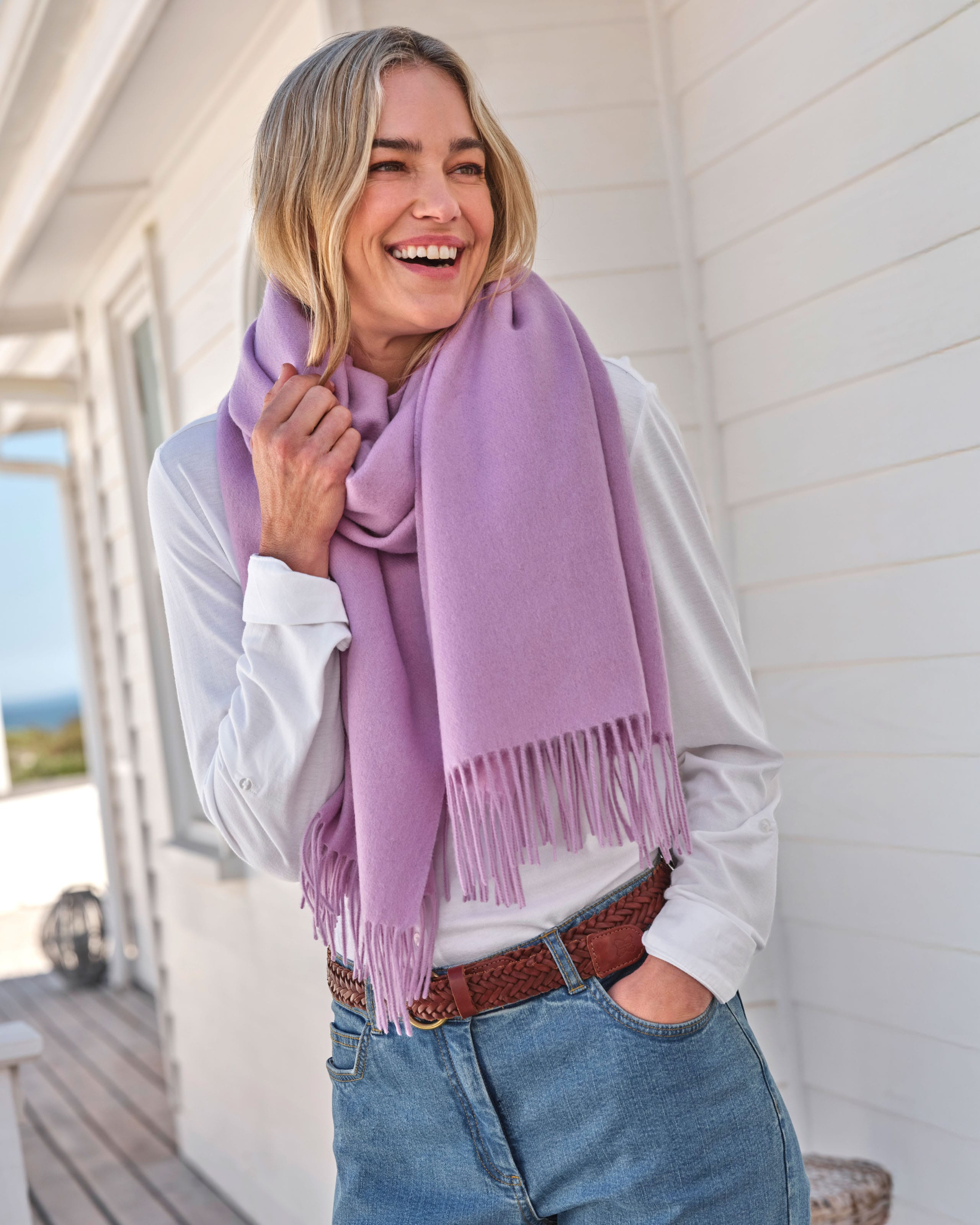Pastel Lilac | Wide Pure Wool Scarf | WoolOvers UK