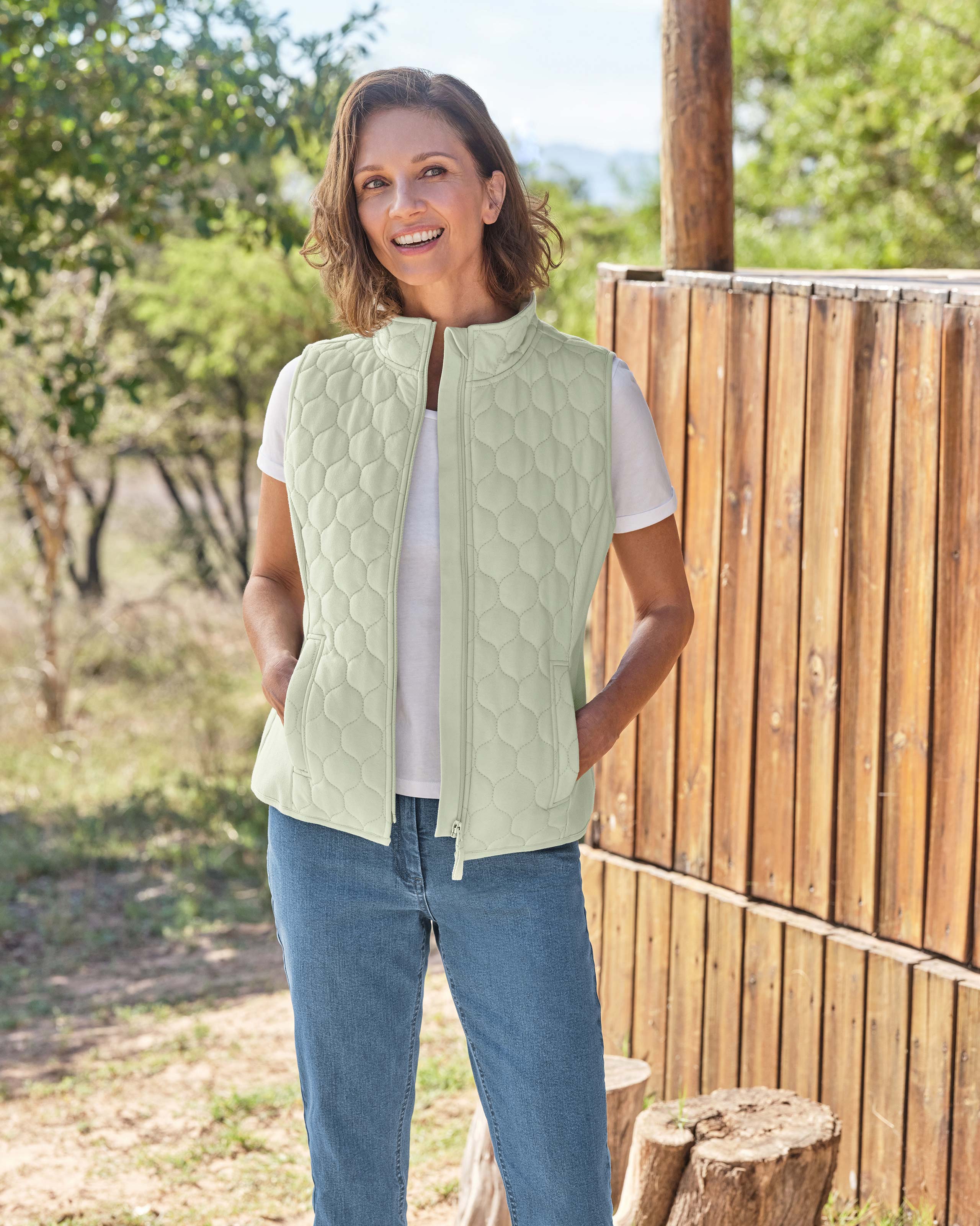 washed lime | Windermere Organic Cotton Quilted Vest | WoolOvers US