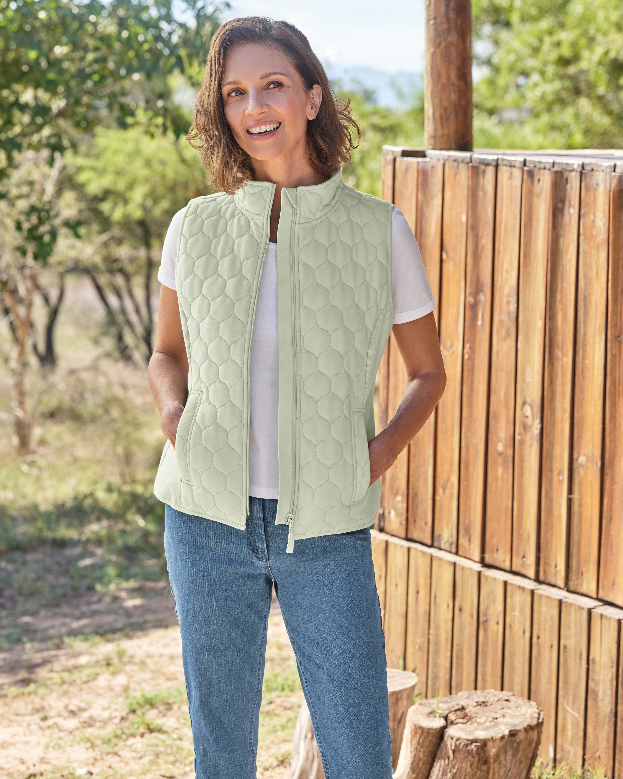 Washed Lime | Windermere Organic Cotton Quilted Gilet | WoolOvers UK