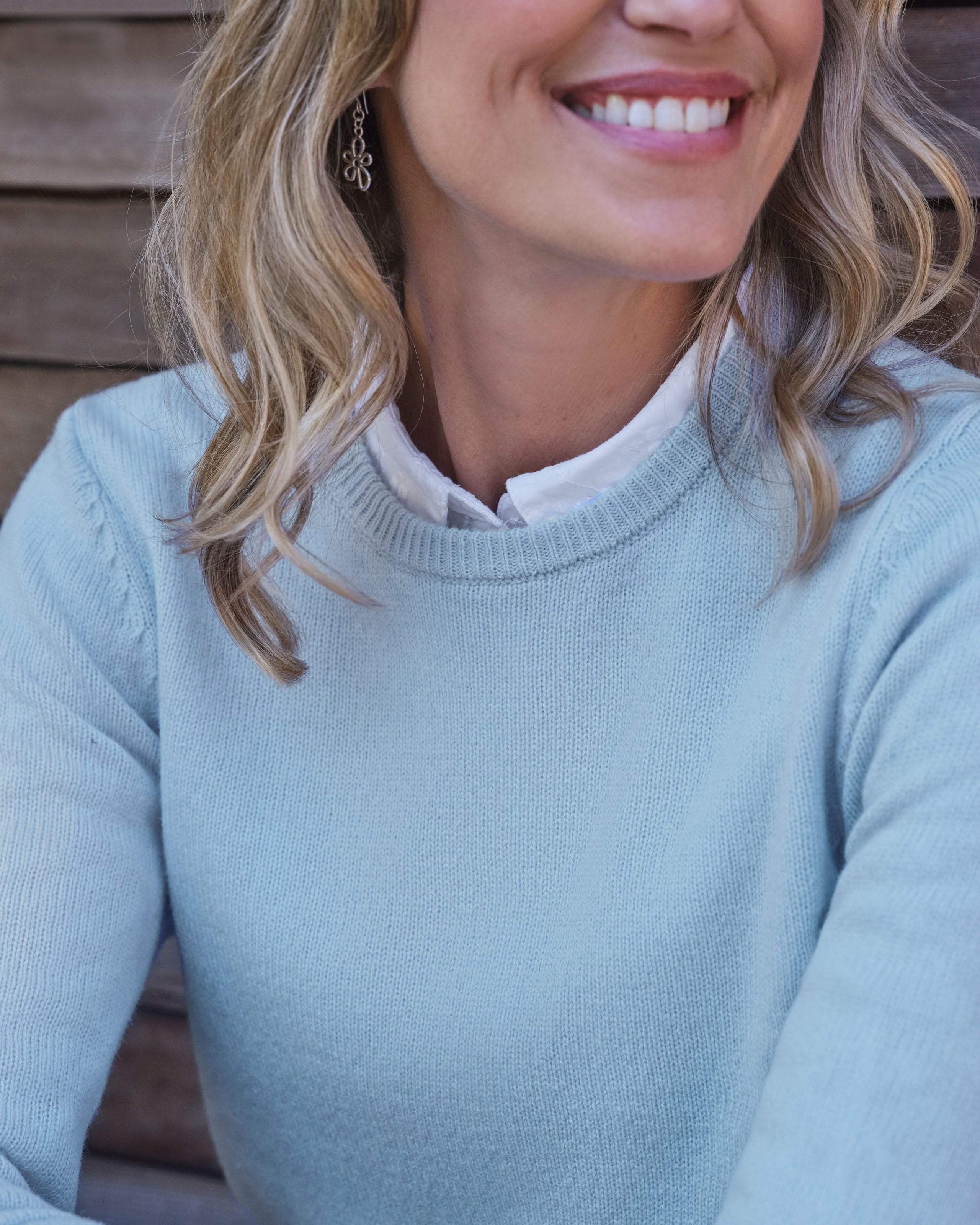 Frost Blue | Womens Lambswool Crew | WoolOvers UK