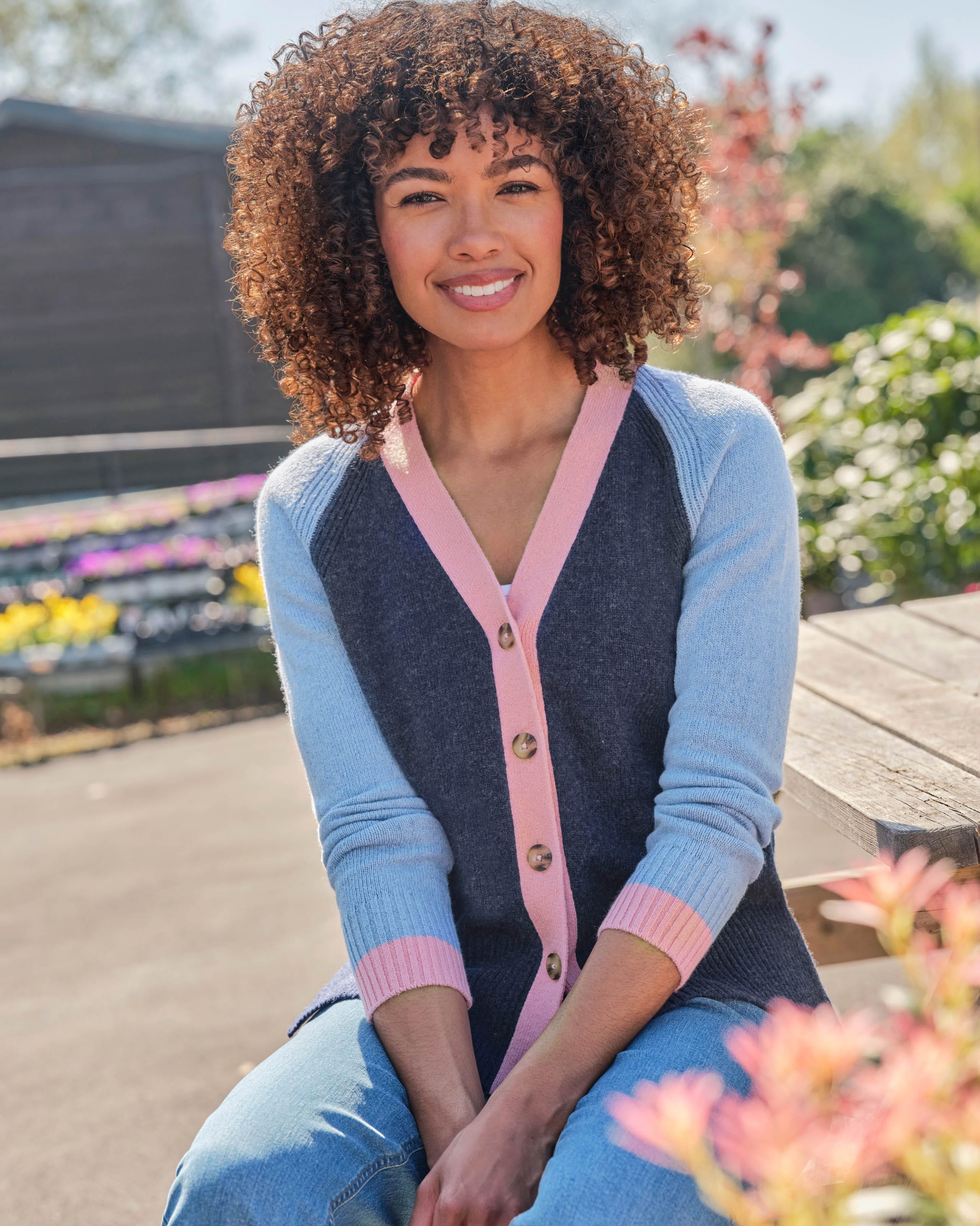 Multi | Color Block V Neck Cardigan | WoolOvers US