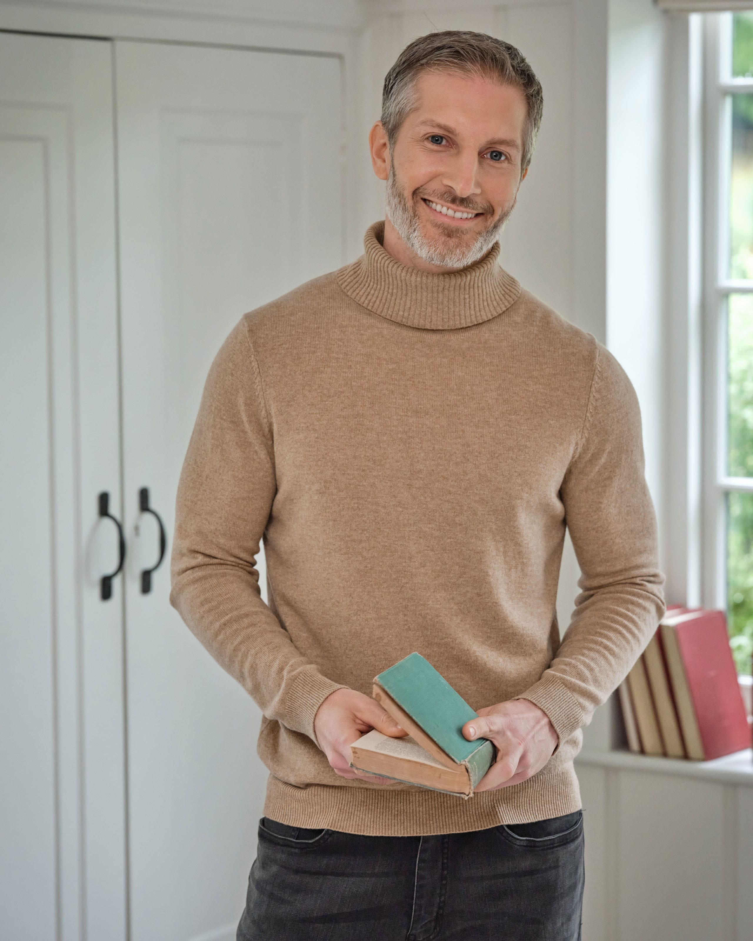 Flax | Cashmere & Merino Polo Neck Jumper | WoolOvers UK