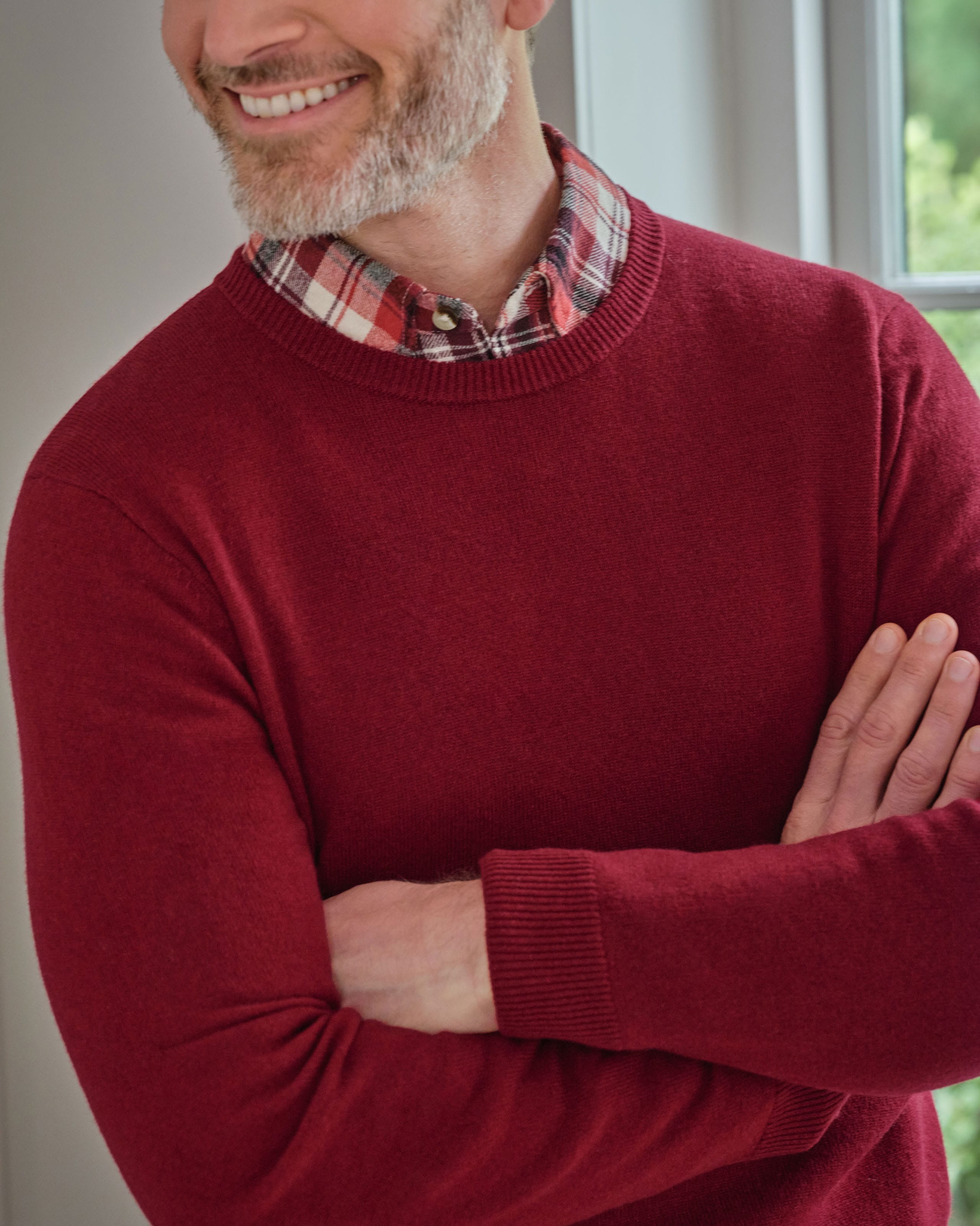 Windsor Wine | Cashmere Merino Crew Neck Jumper | WoolOvers UK