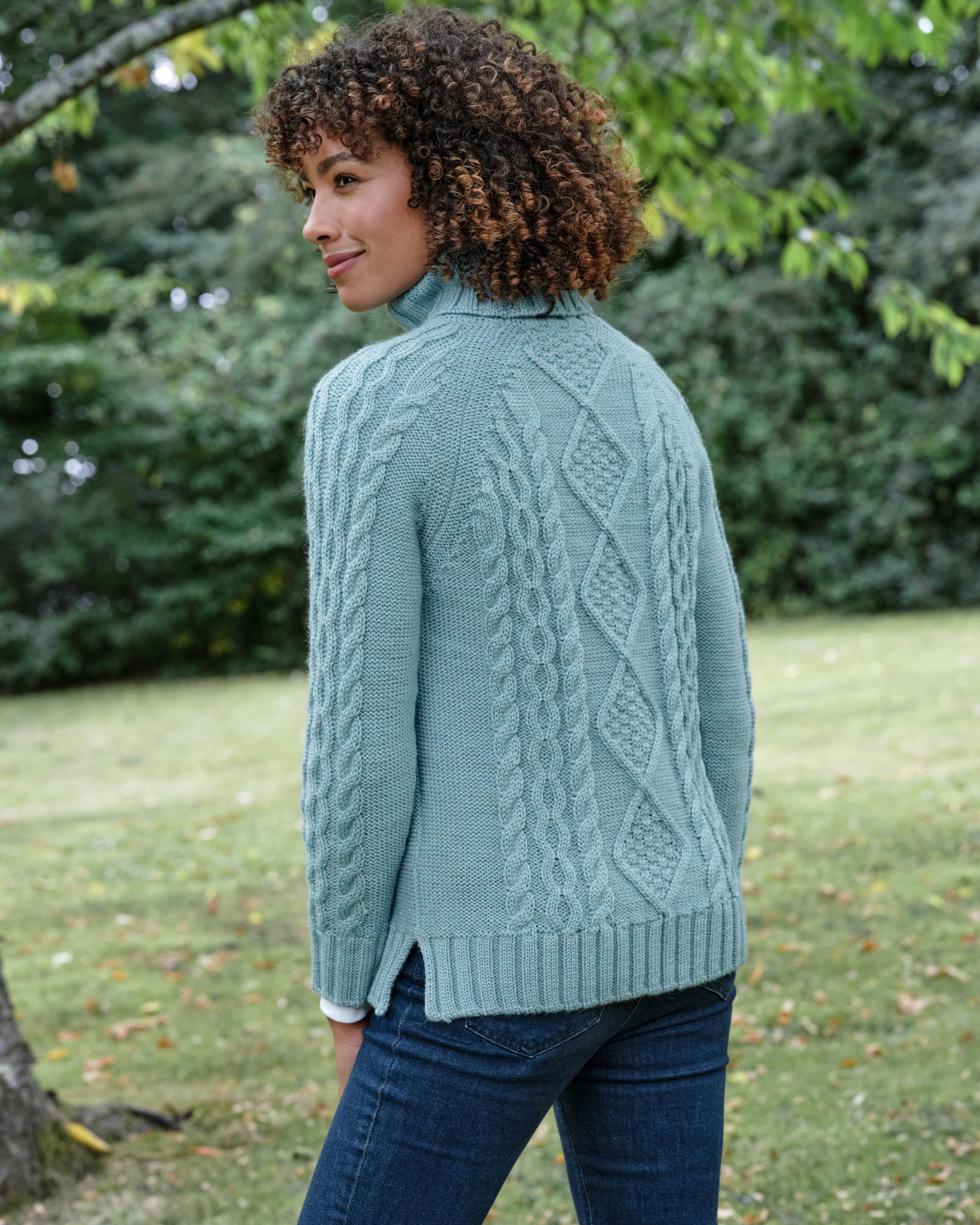 Arctic Blue | Pure Wool Polo Neck Jumper | WoolOvers UK