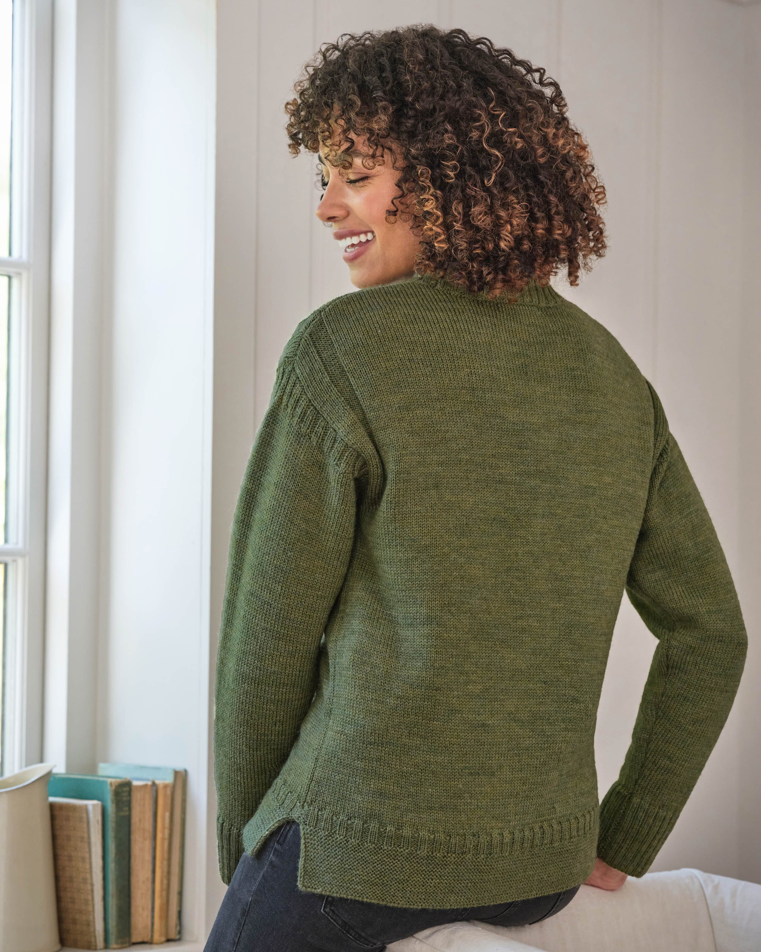 Moss Green | 100% Pure Wool Guernsey Sweater | WoolOvers US