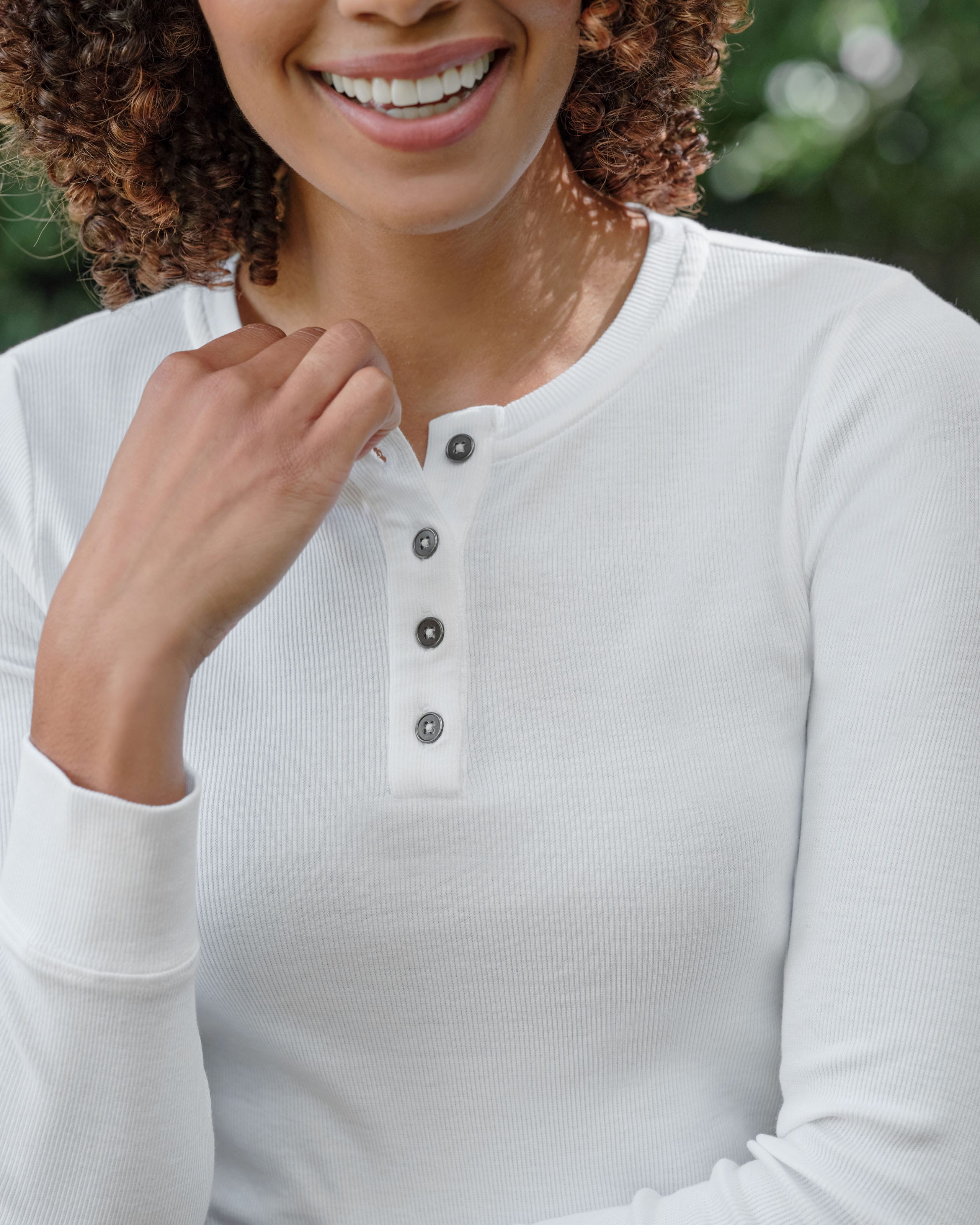 Soft White | Crew Neck Button Henley | WoolOvers AU