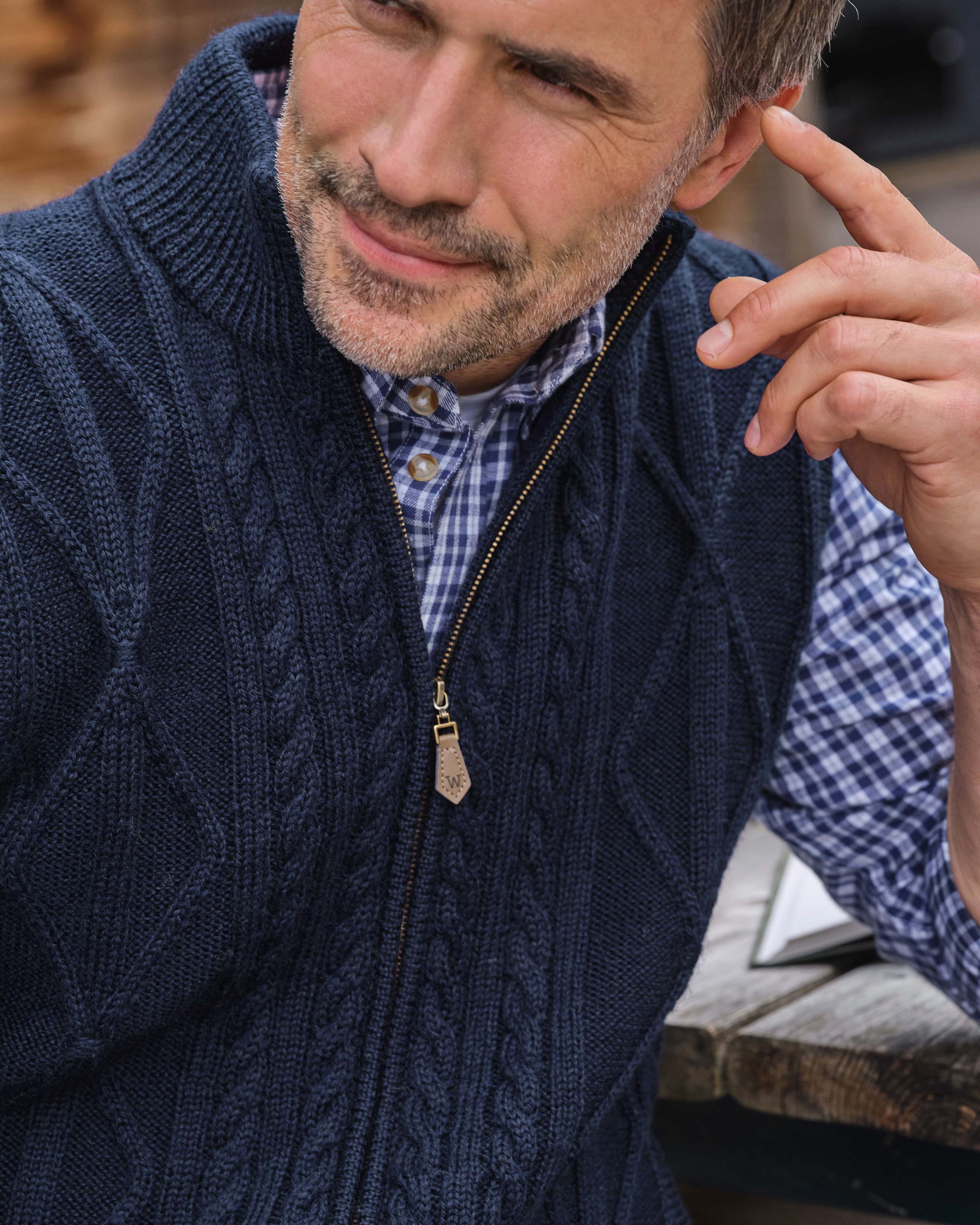 Navy | Pure Wool Gilet | WoolOvers UK