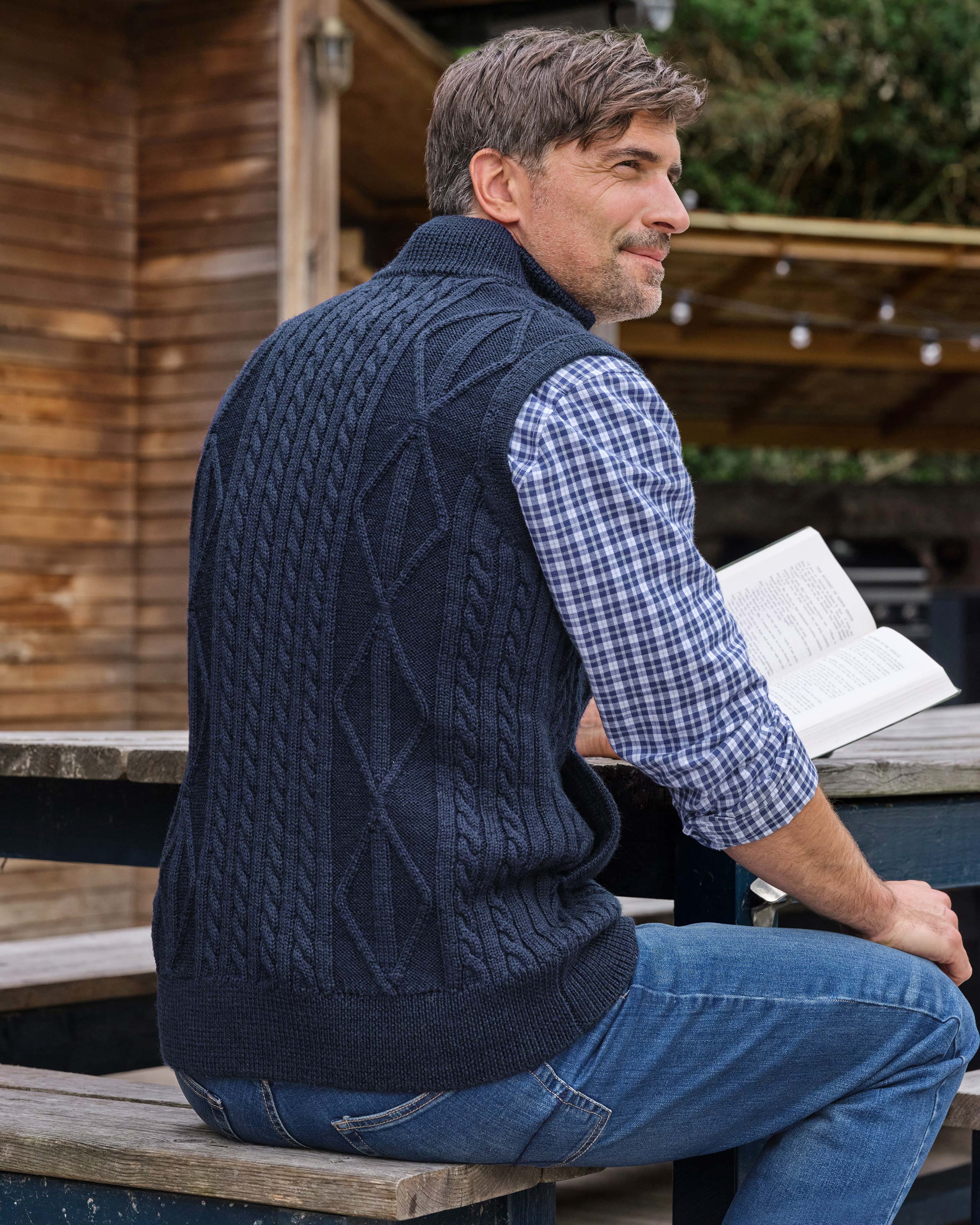 Navy | Pure Wool Gilet | WoolOvers UK