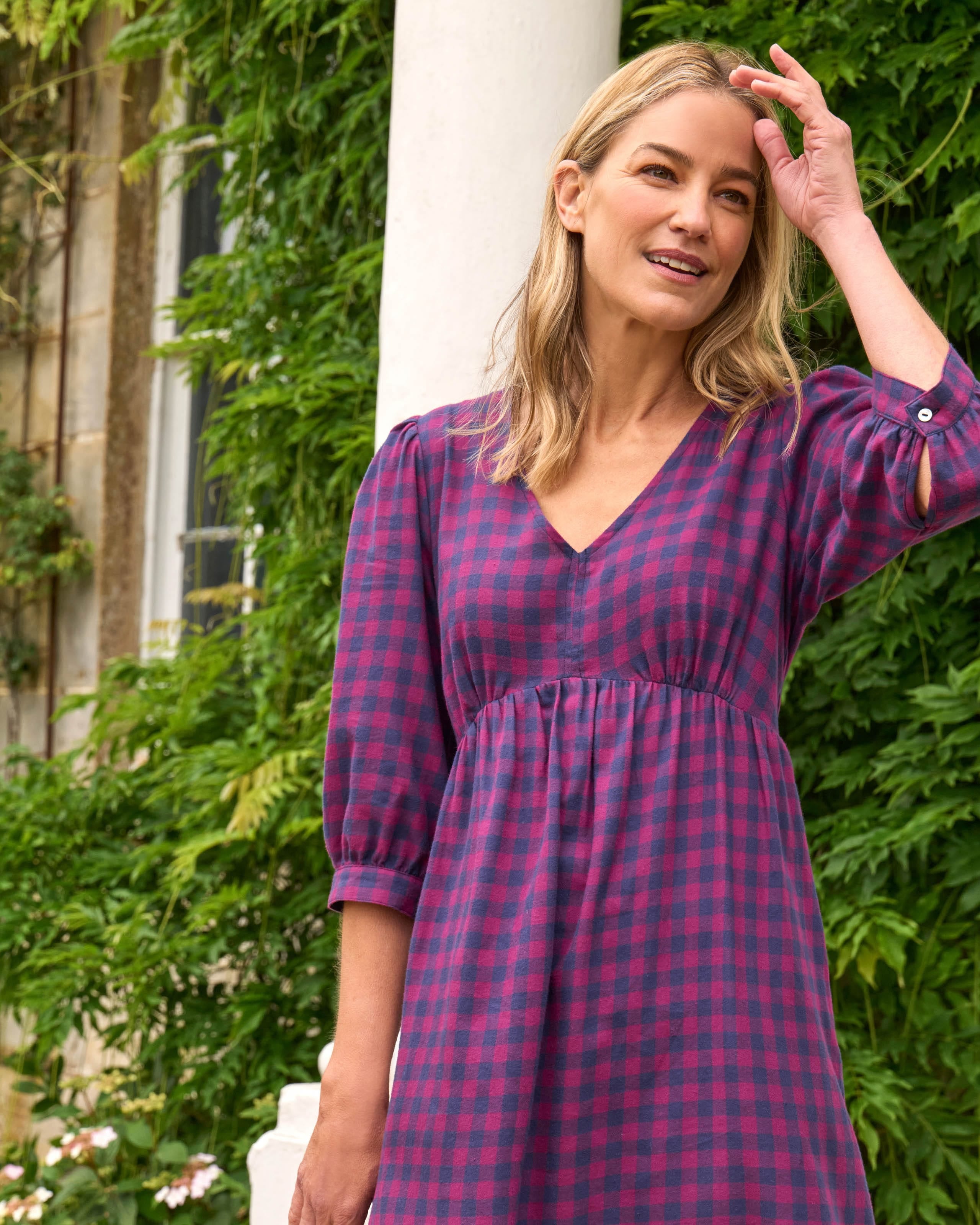 Burgundy Check 100% Cotton | Gingham Check Dress