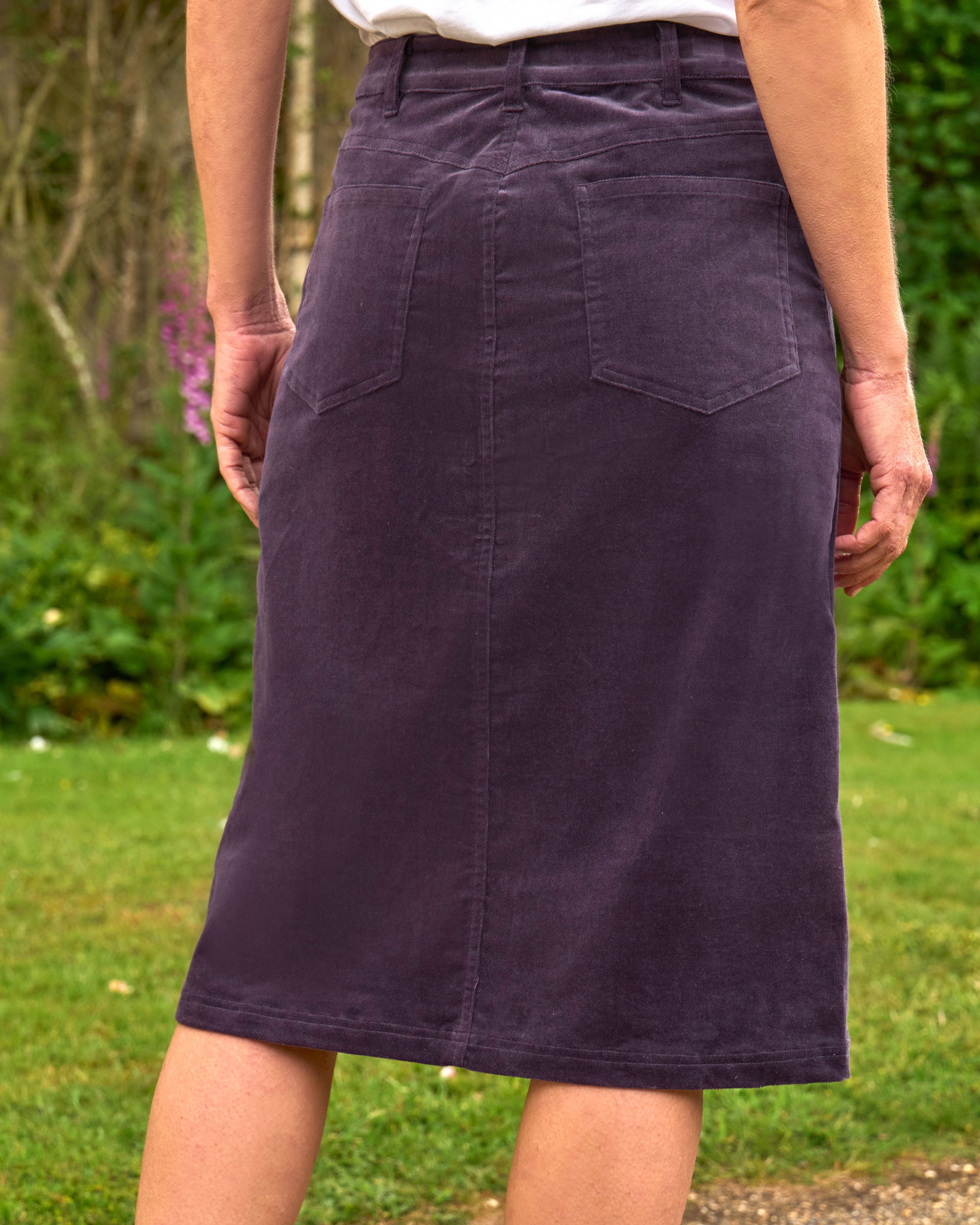 Blackcurrant | A Line Cord Skirt | WoolOvers UK
