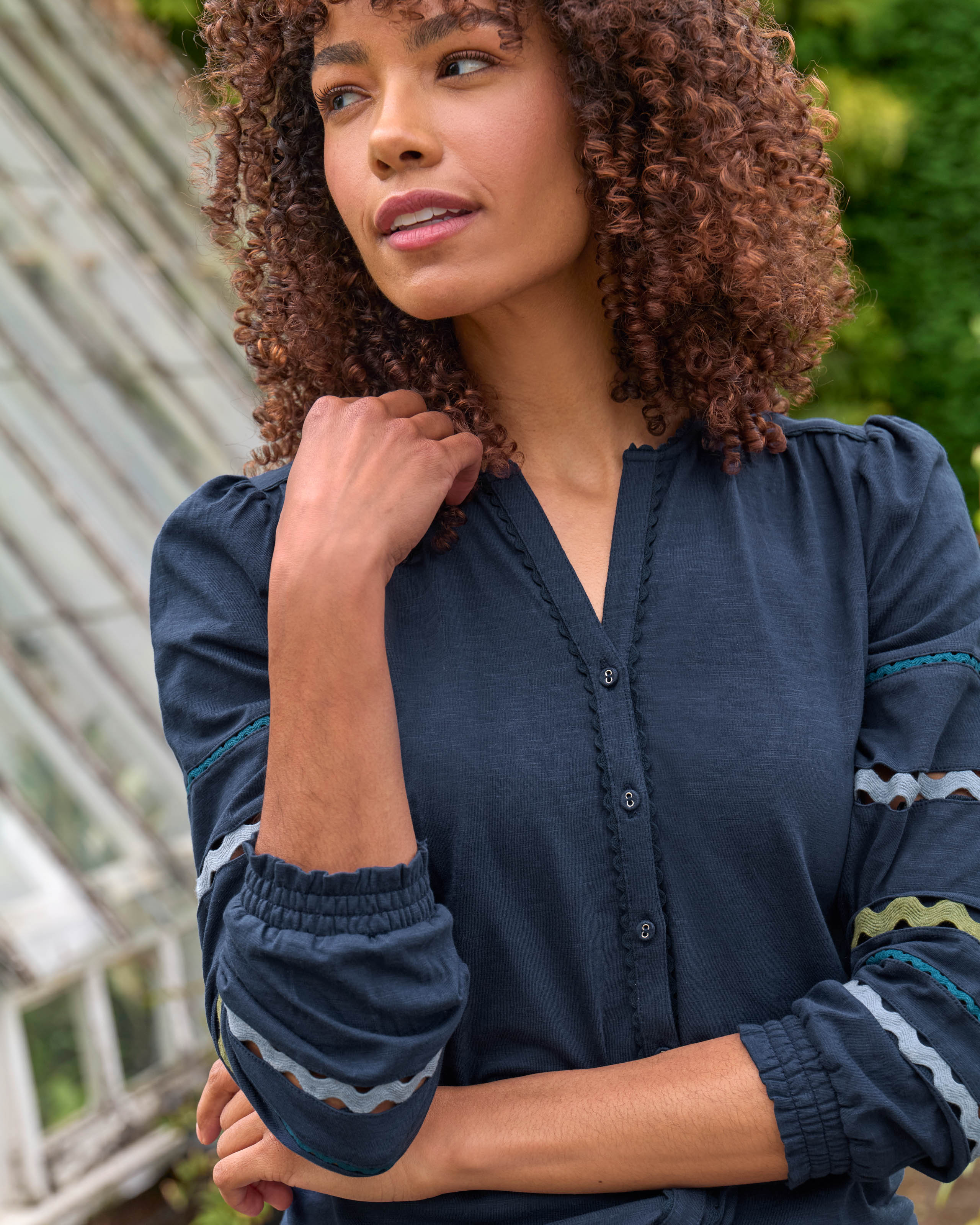 Blue/Multi | Ric Rac Insert Top | WoolOvers UK