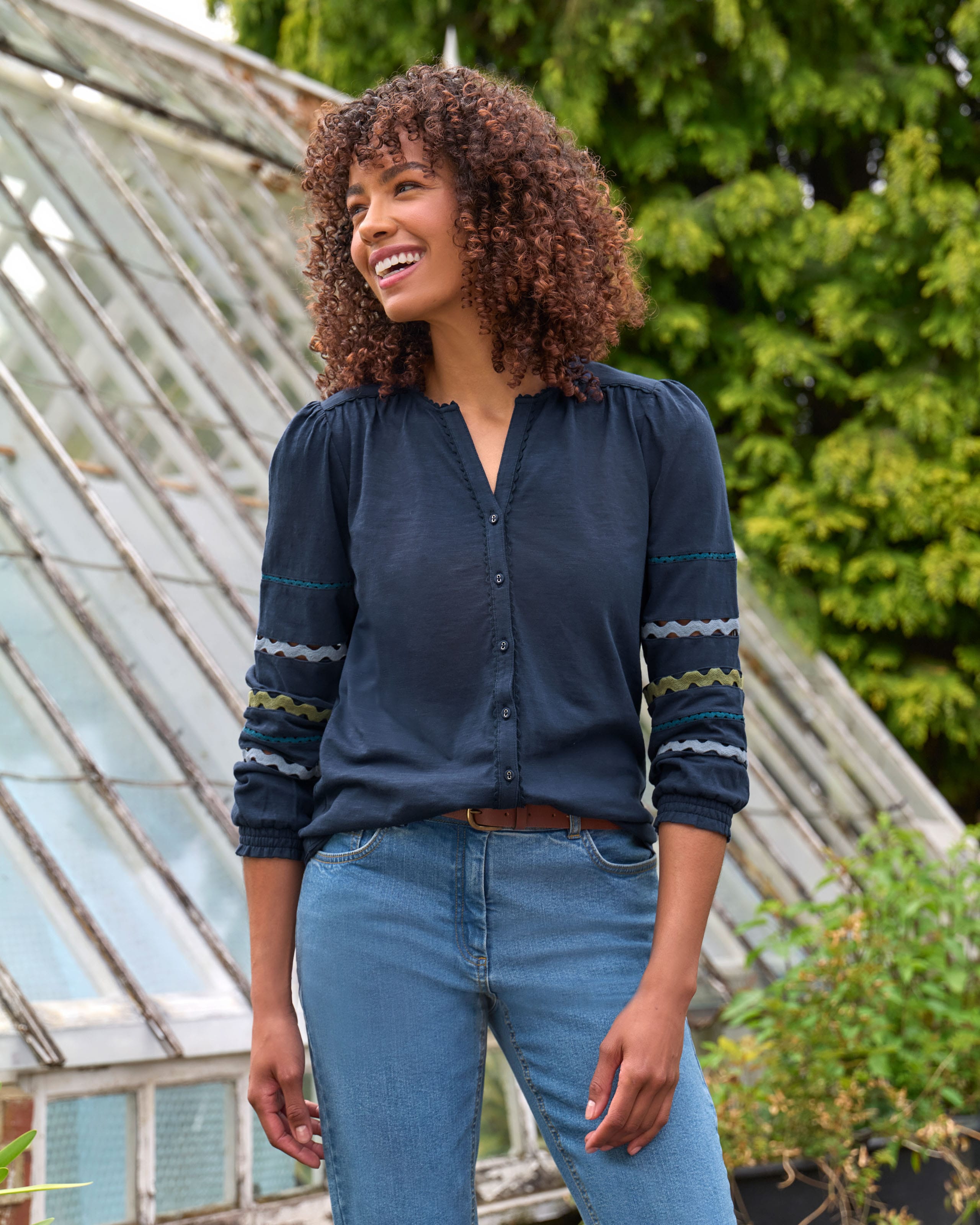 Blue/Multi | Ric Rac Insert Top | WoolOvers UK