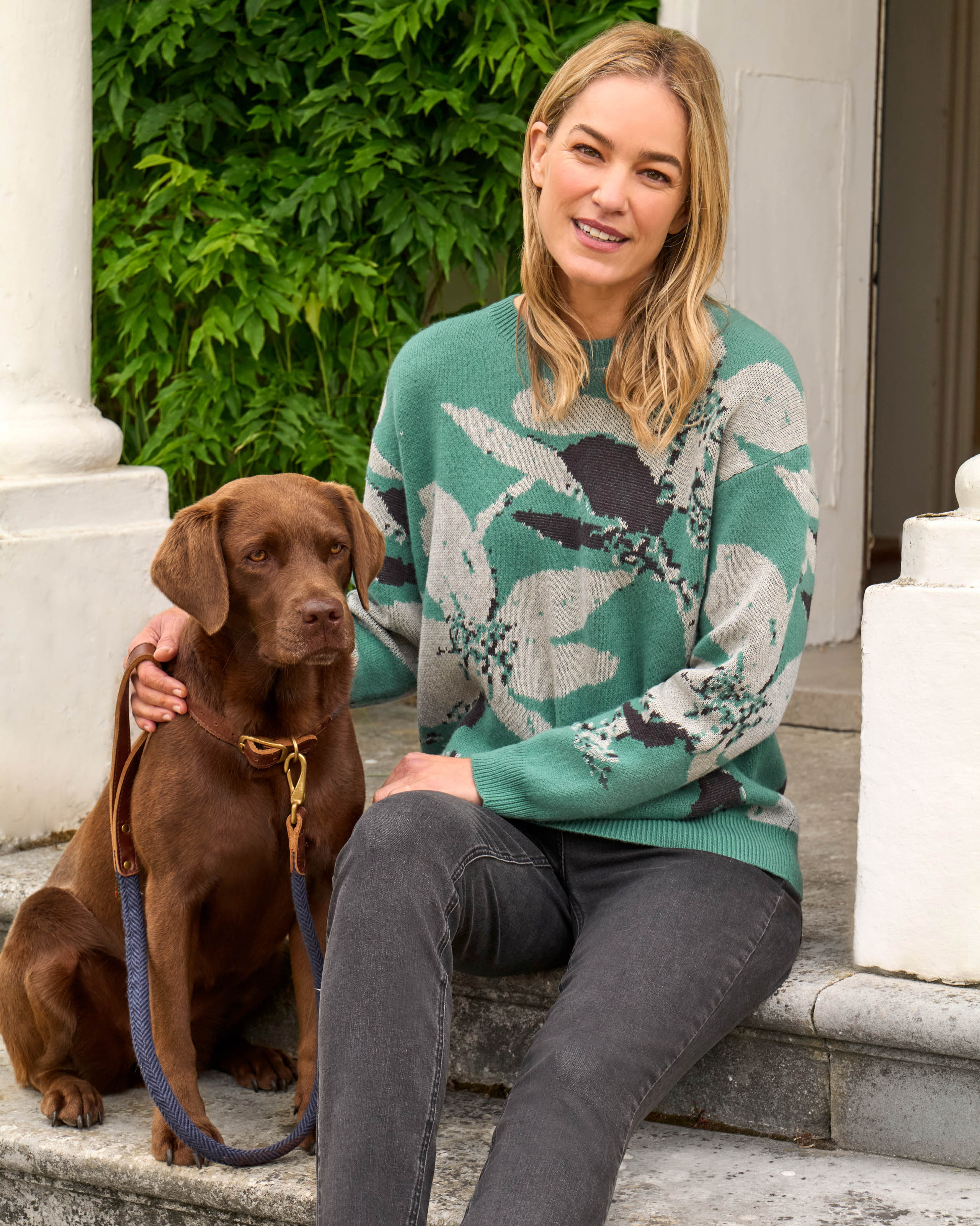 Green Multi | Abstract Flower Jumper | WoolOvers AU