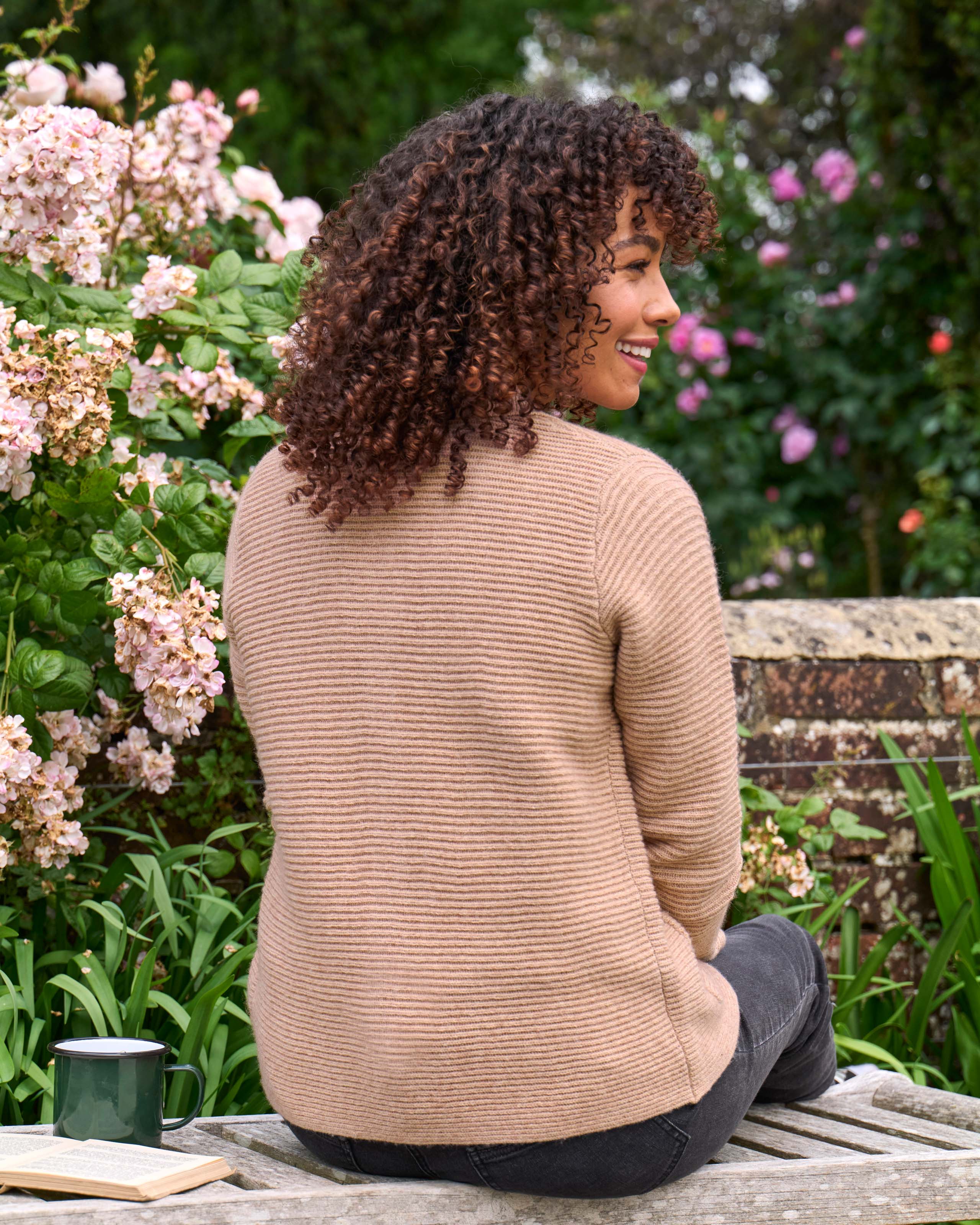 Camel Marl | Rib Collared Cardigan | WoolOvers UK