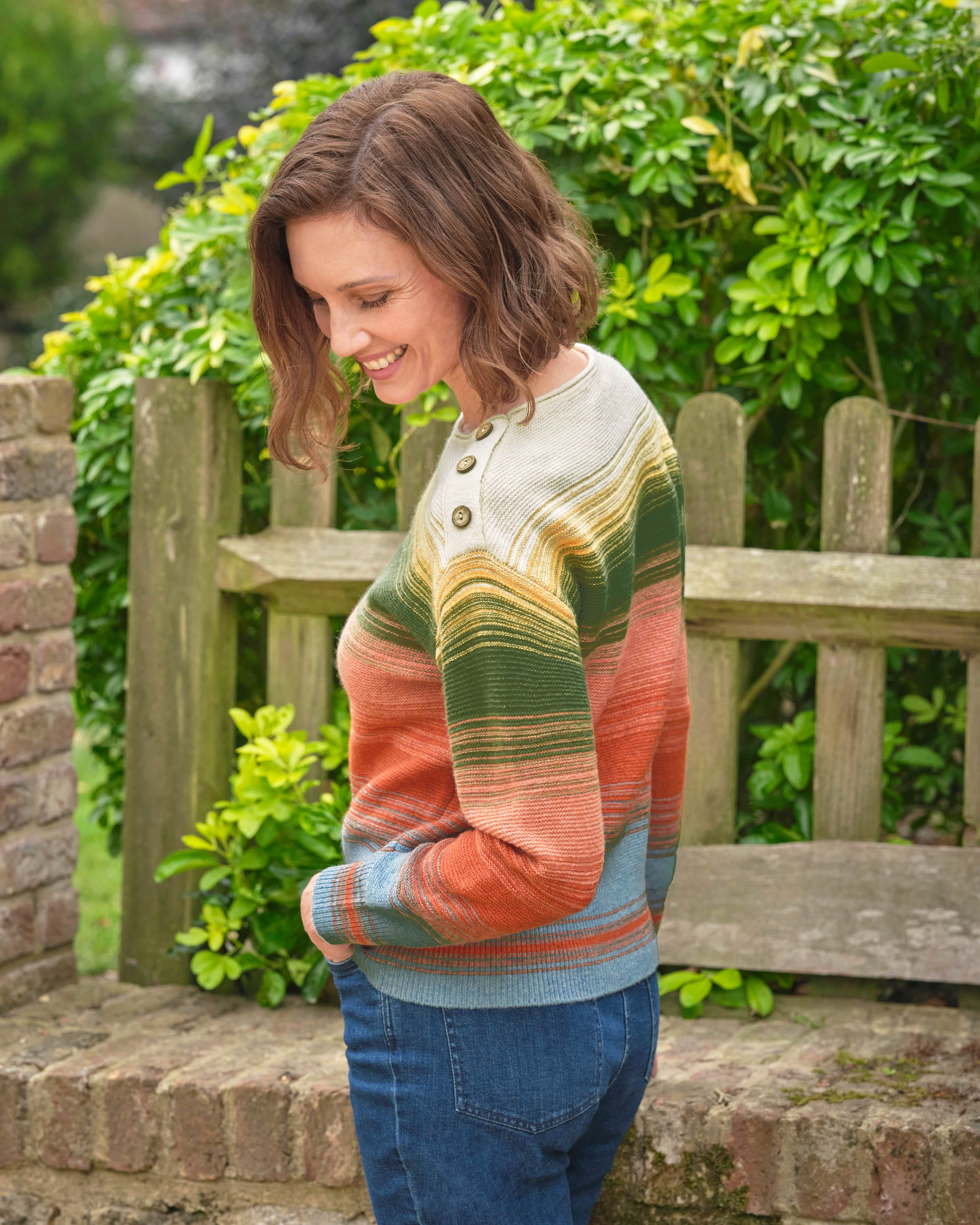Multi | Blended Stripe Boat Neck Jumper | WoolOvers UK