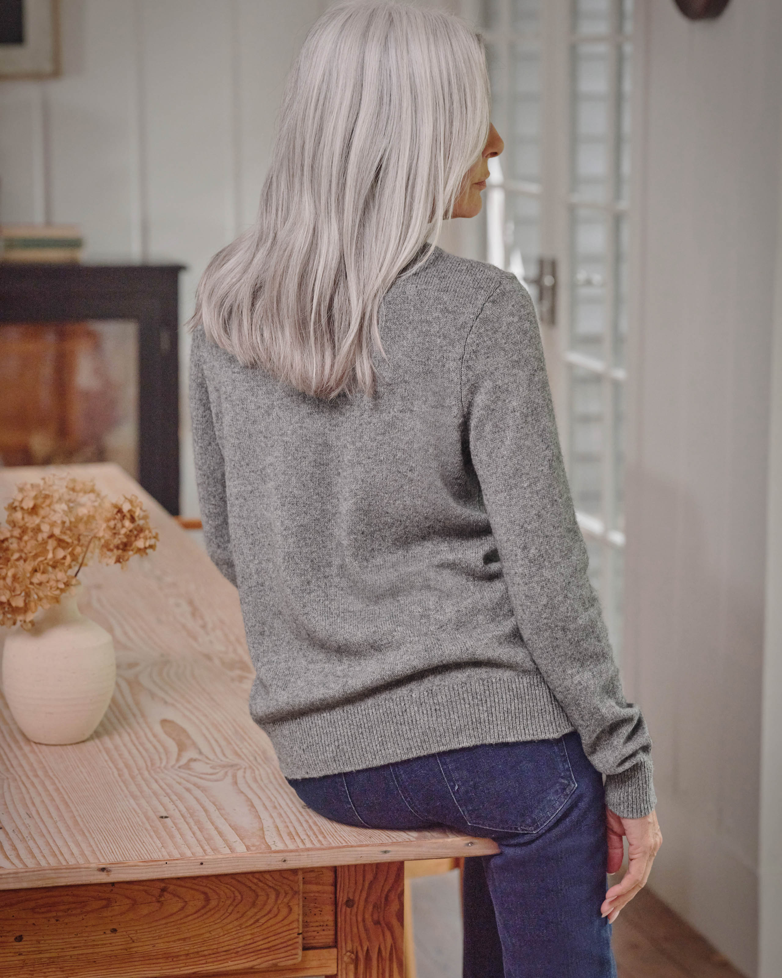 Grey Marl | Dog With Bow Jumper | WoolOvers UK