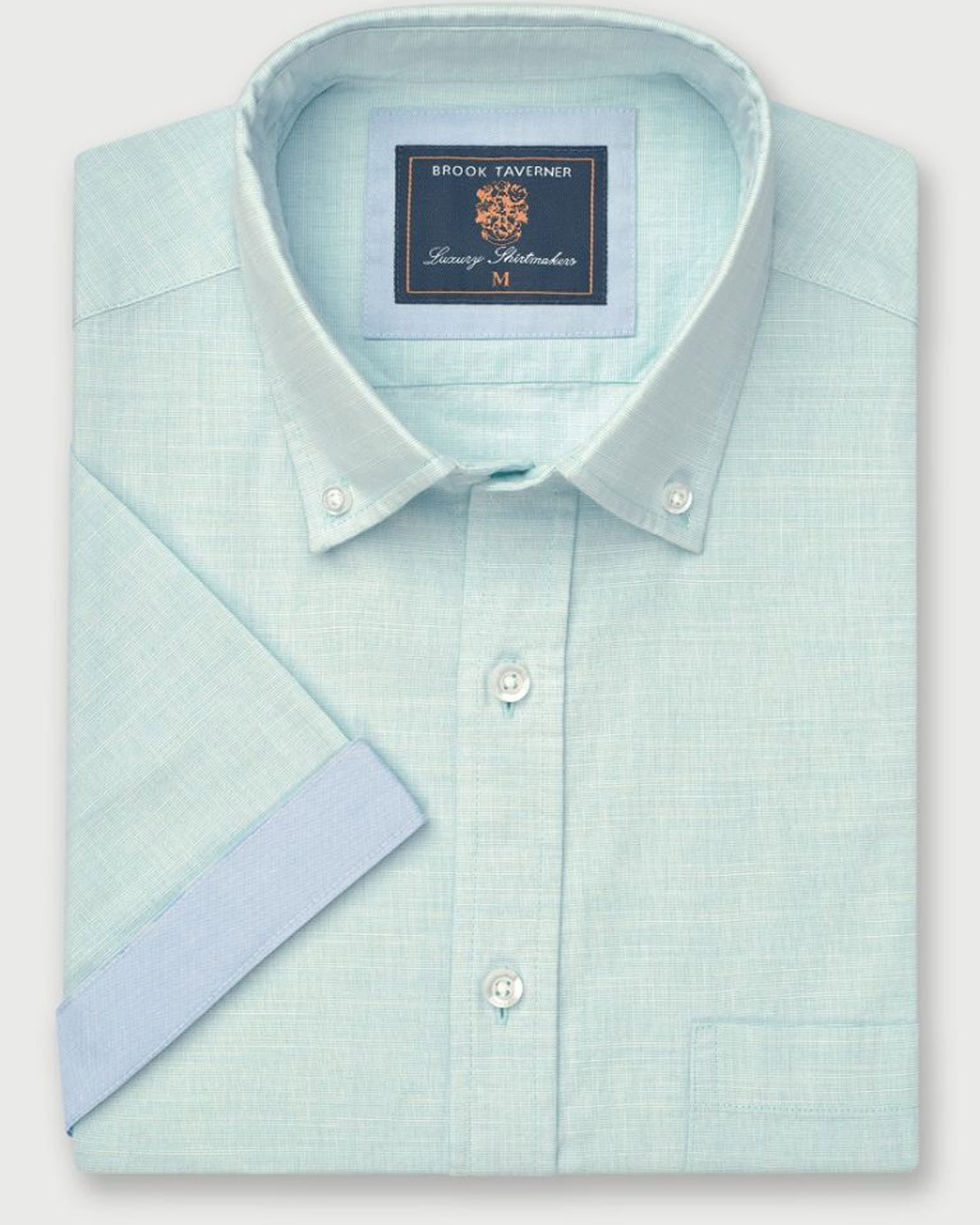 Mint | Cotton Slub Short Sleeve Shirt | WoolOvers AU