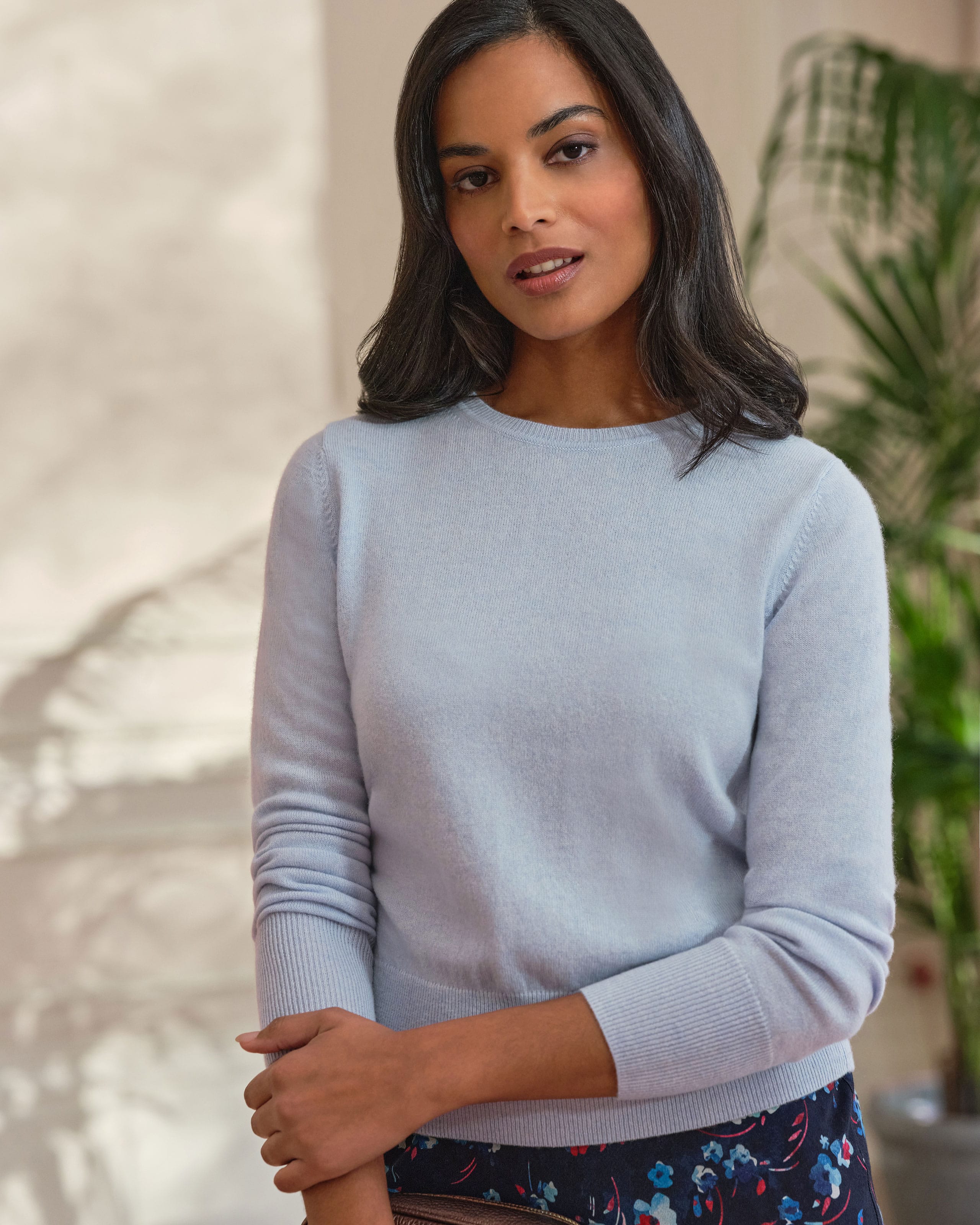 Cloud Blue | Cashmere Cropped Sweater | WoolOvers UK