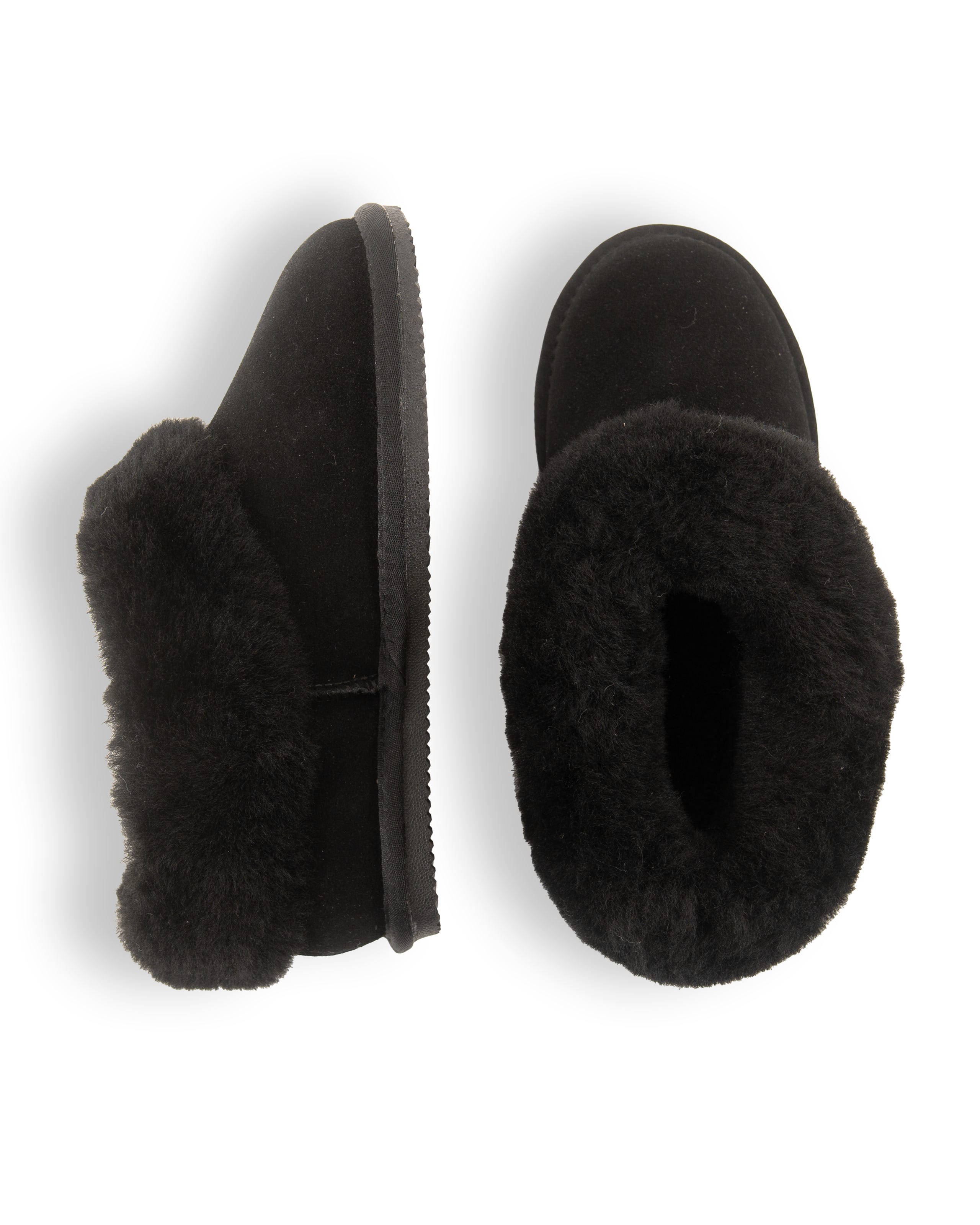 Black | Womens Short Sheepskin Slipper Boot | WoolOvers US
