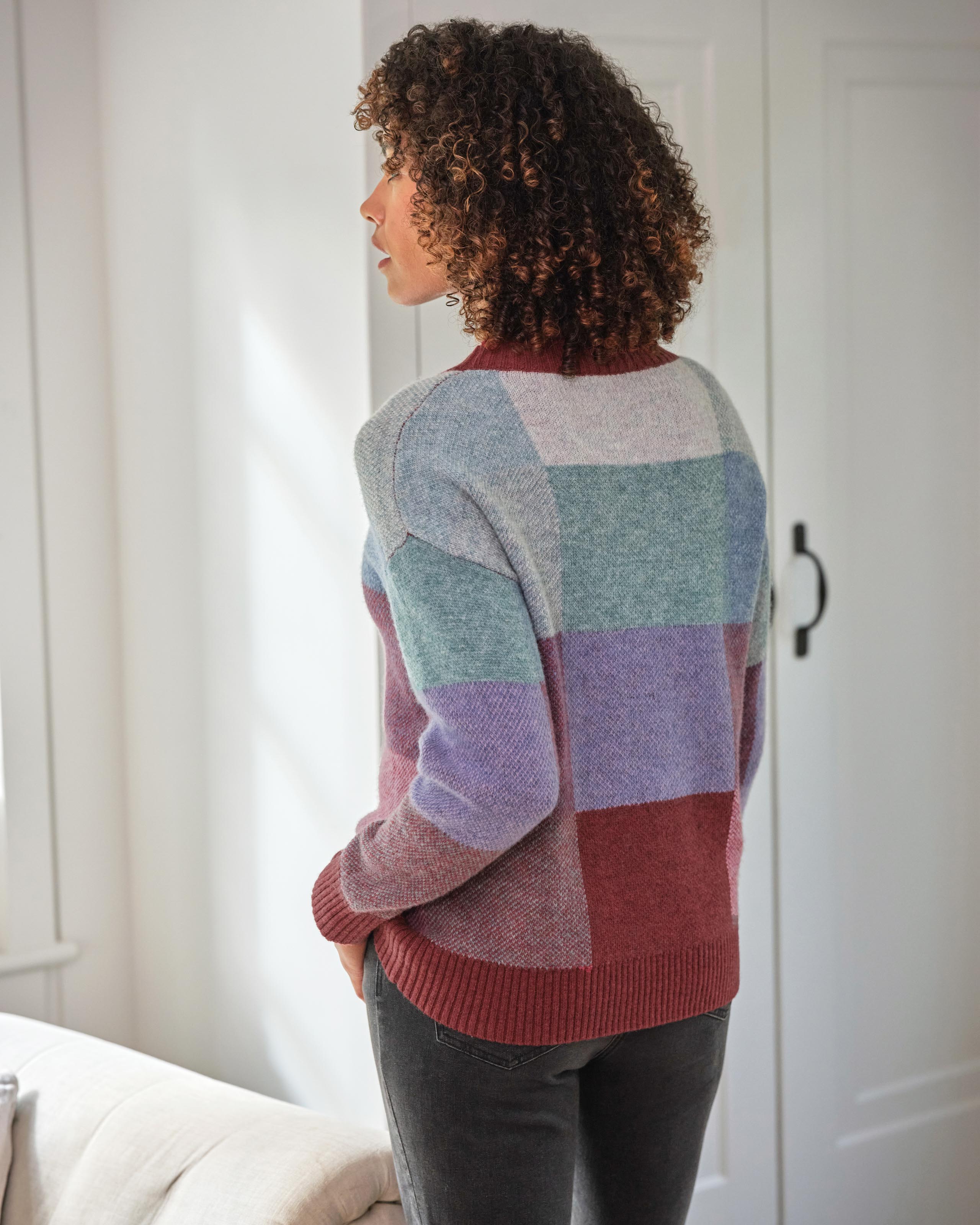 Multi | Checked Colour Block Jumper | WoolOvers AU