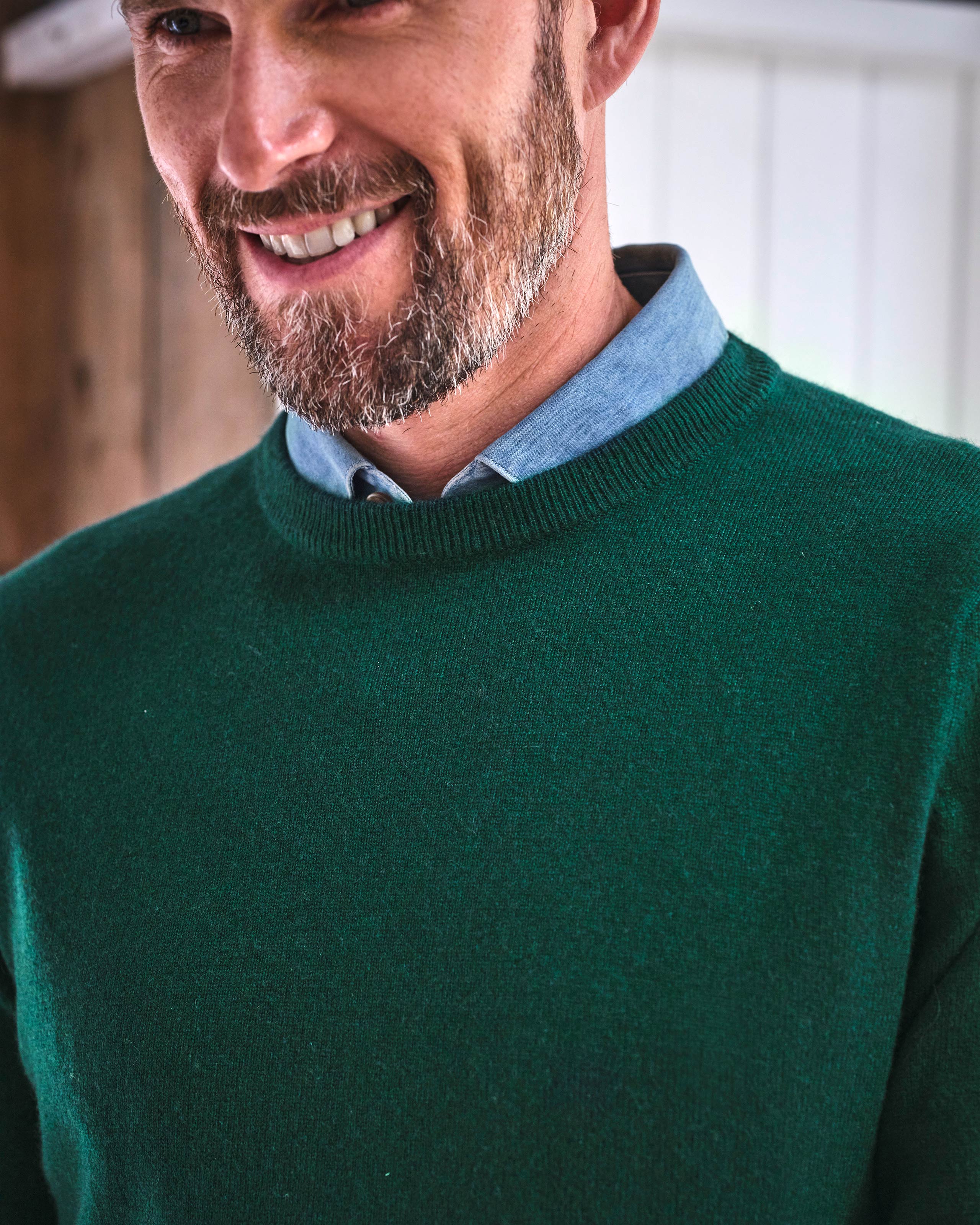 Vert Balmoral | Pull à col rond - Homme - Pur Cachemire | WoolOvers FR