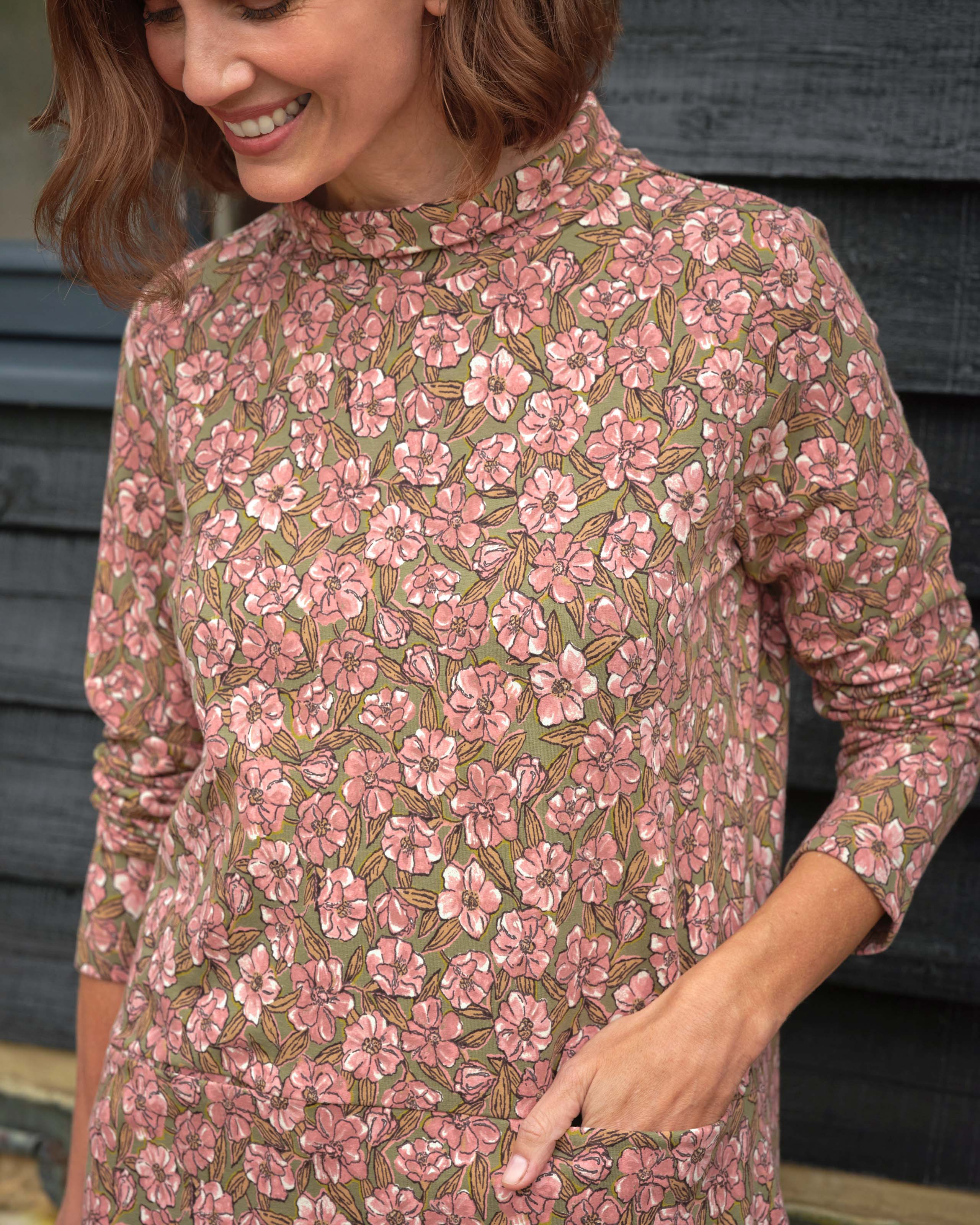 Feige geblümt | Bedruckte Jersey-Tunika | WoolOvers DE