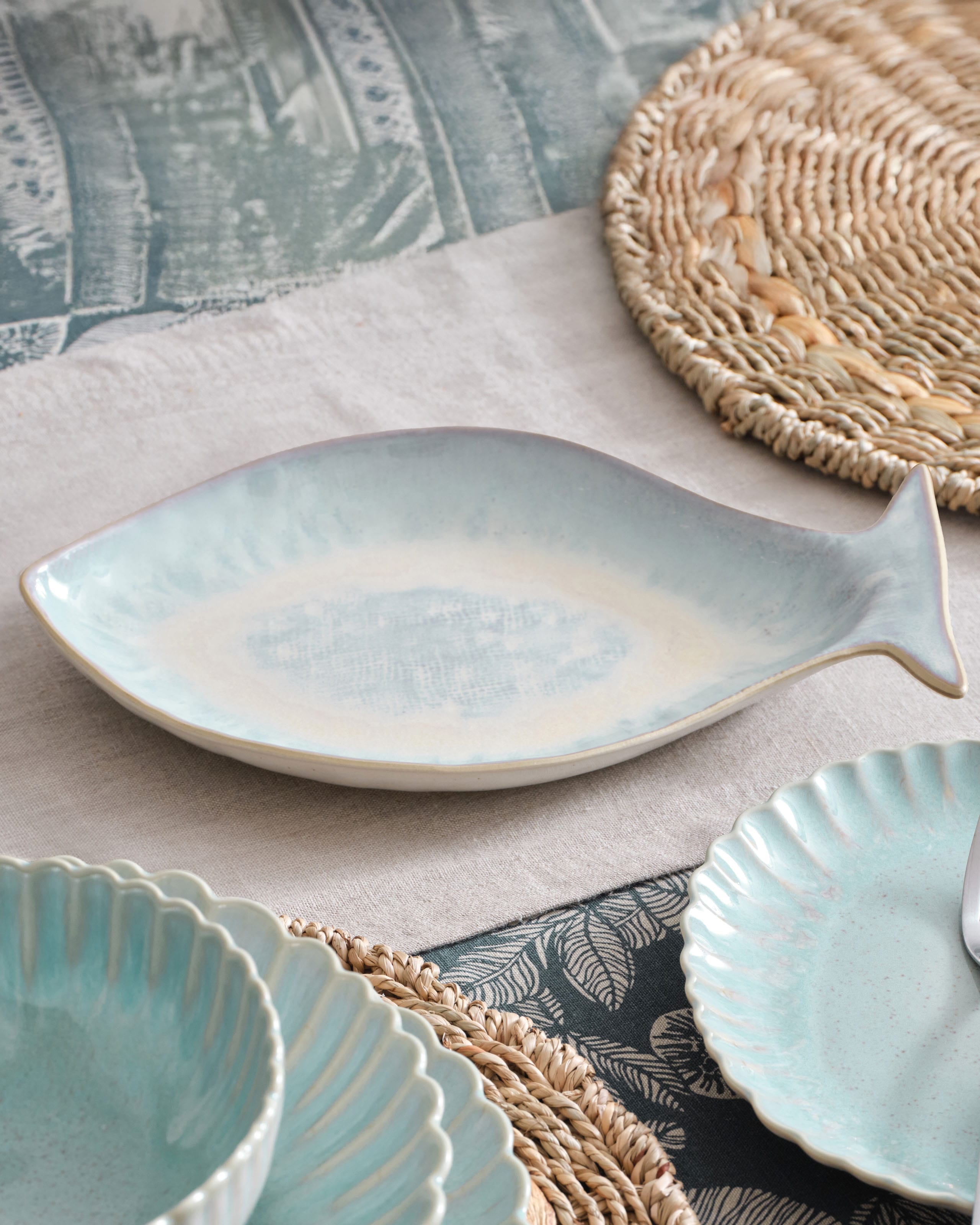 Blue | Large Ceramic Fish Platter | WoolOvers UK