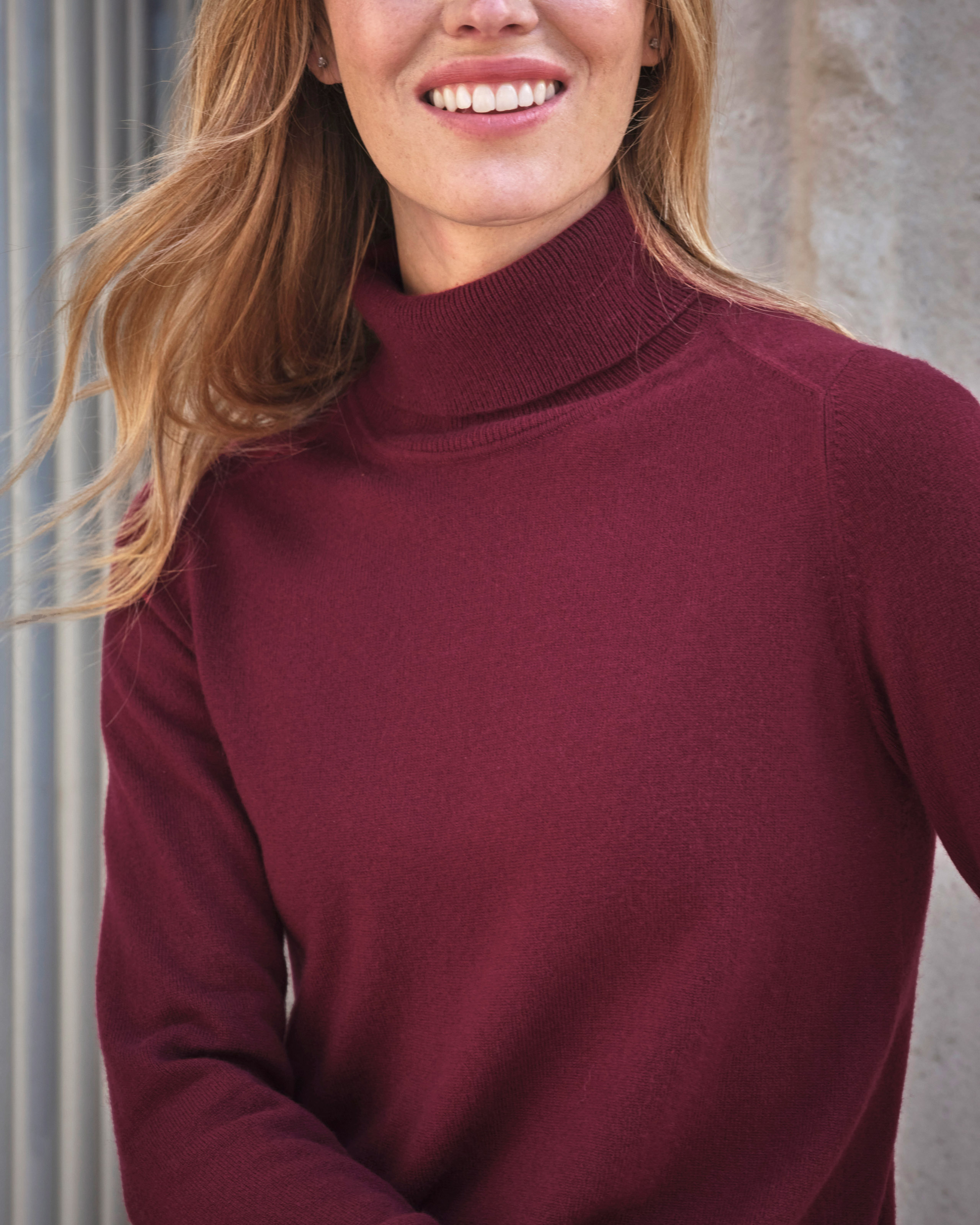 Berry Red | Womens Cashmere Polo Neck Sweater | WoolOvers UK