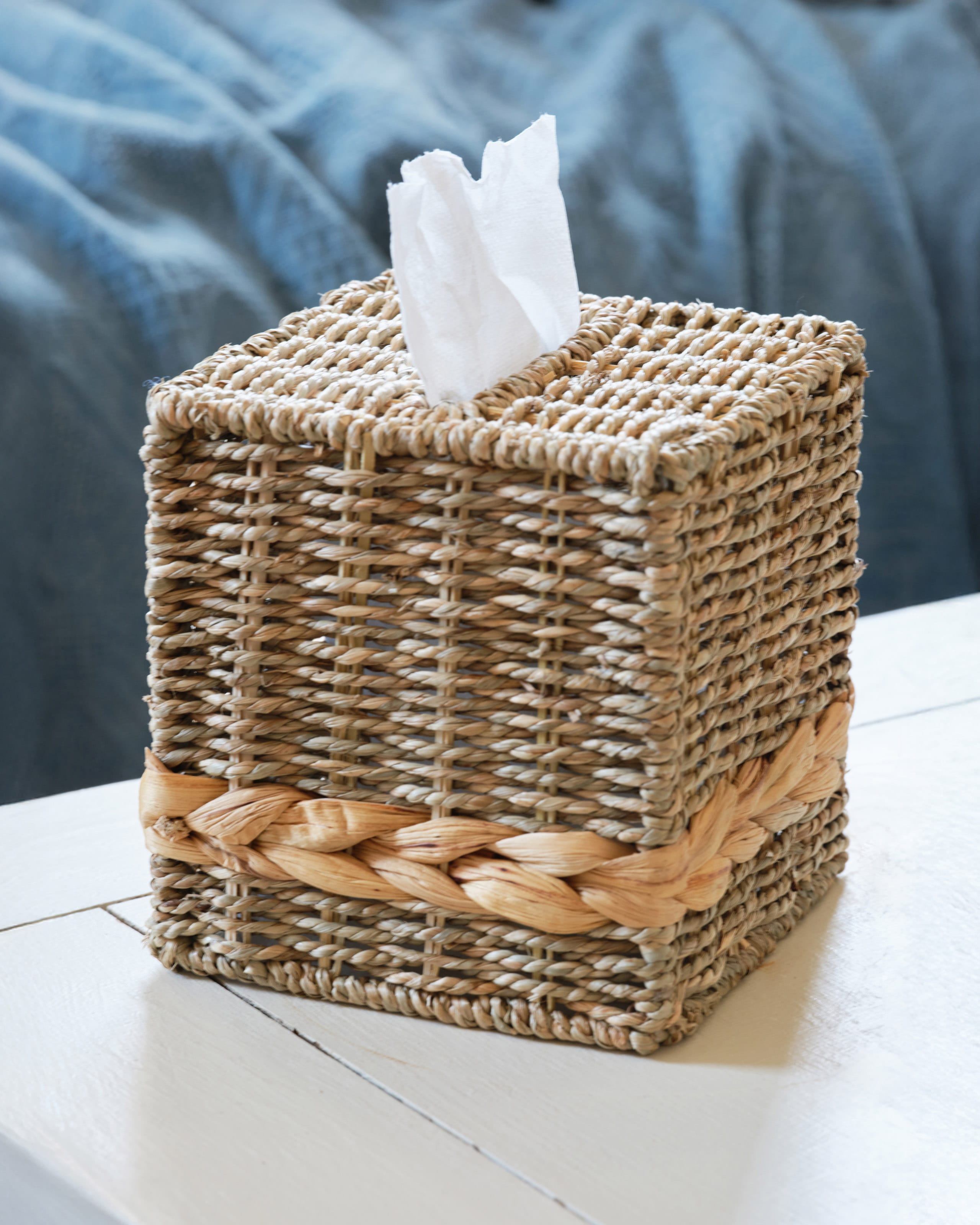 Natural | Square Tissue Box Holder | WoolOvers UK