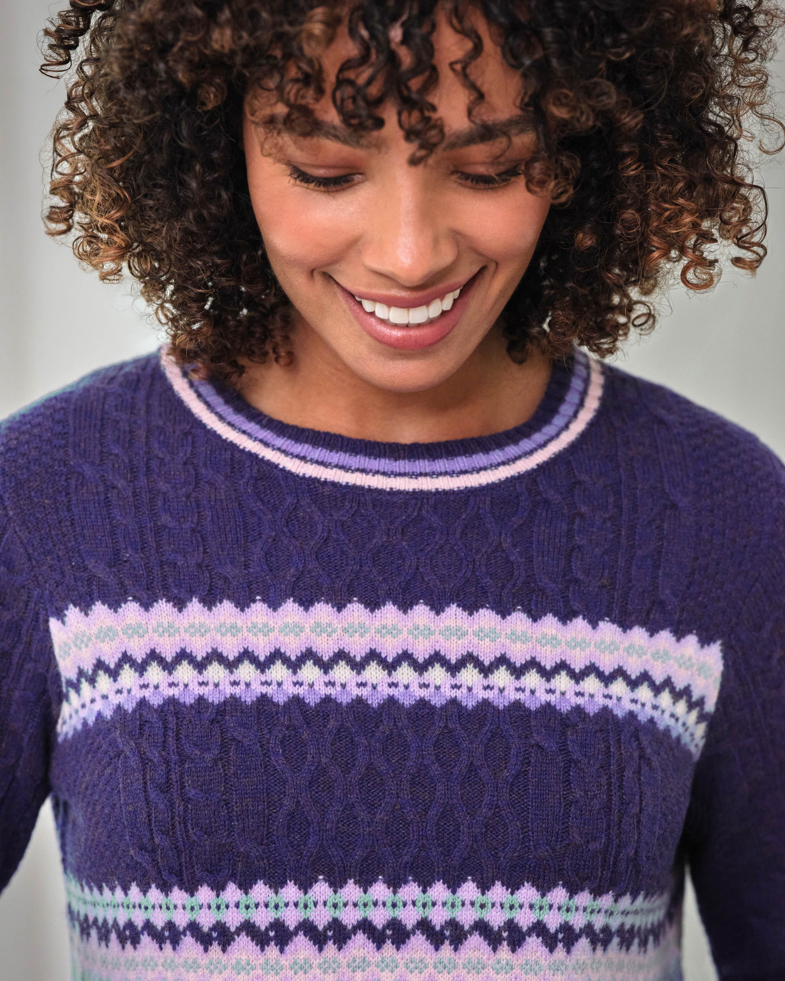 Multi | Gemusterter Pullover mit Fairisle- und Zopfmuster | WoolOvers DE