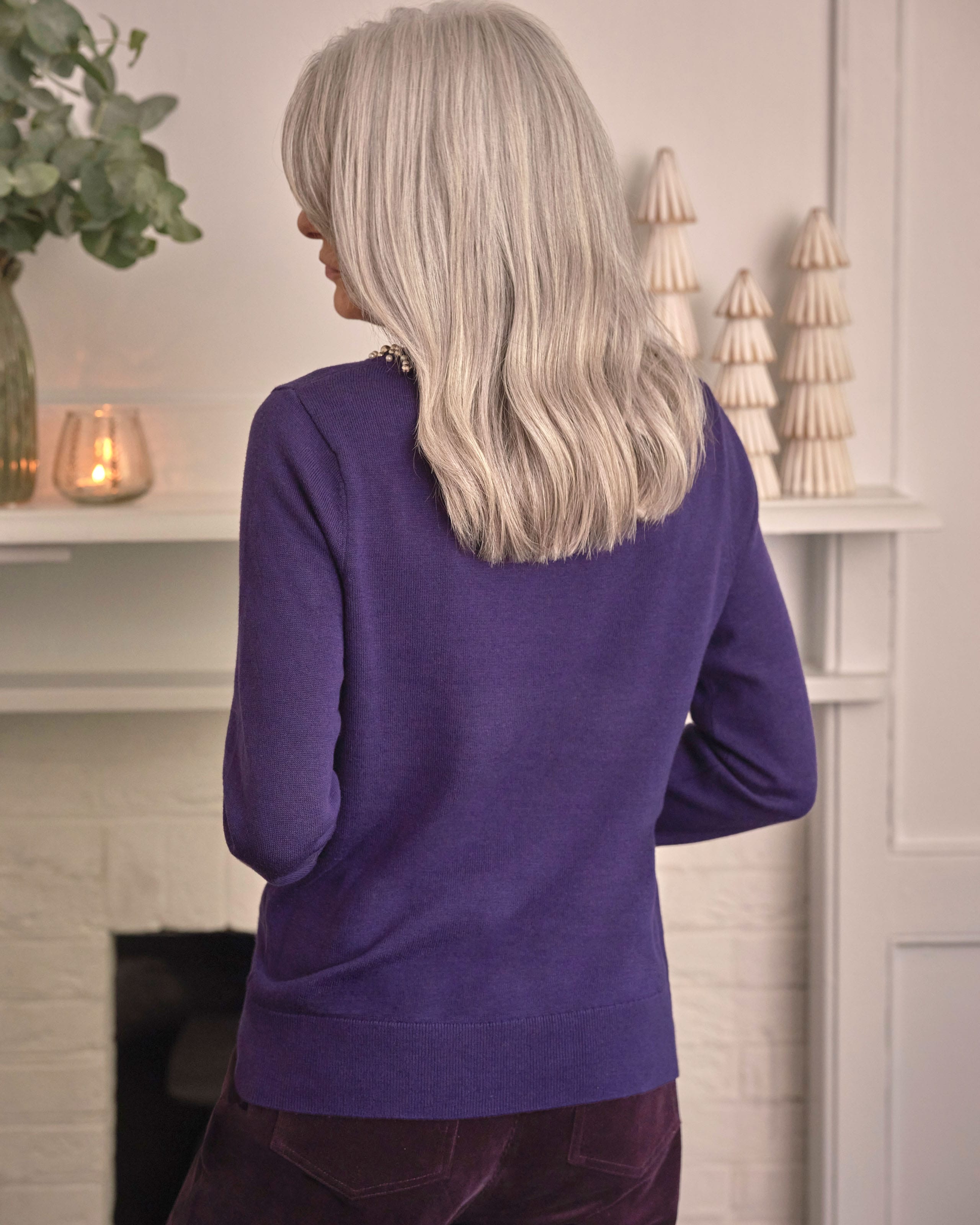 Blackcurrant | Embellished Neck Jumper | WoolOvers UK