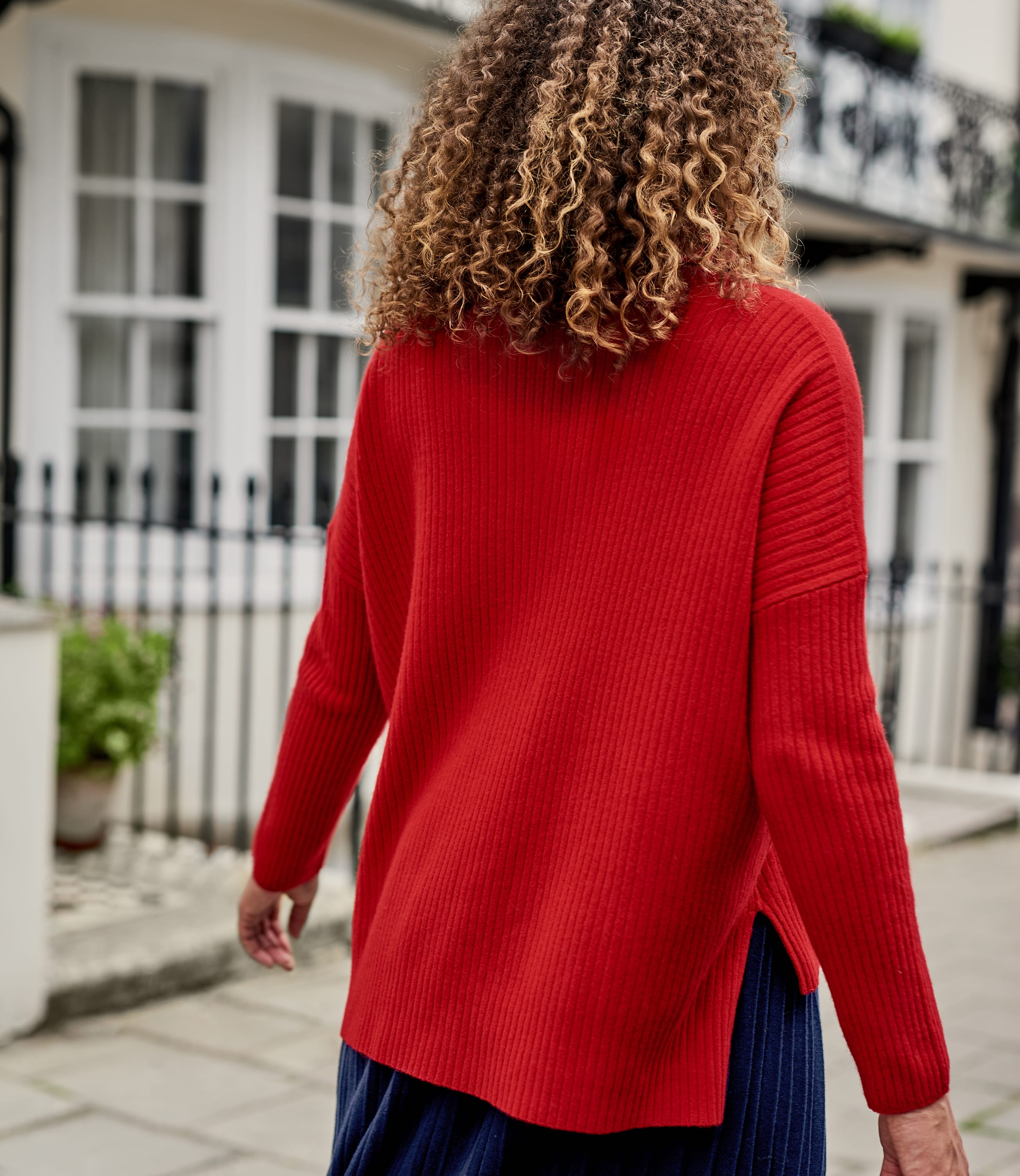 Red | Womens Cashmere Merino Slouch Polo Rib Detail Jumper | WoolOvers UK