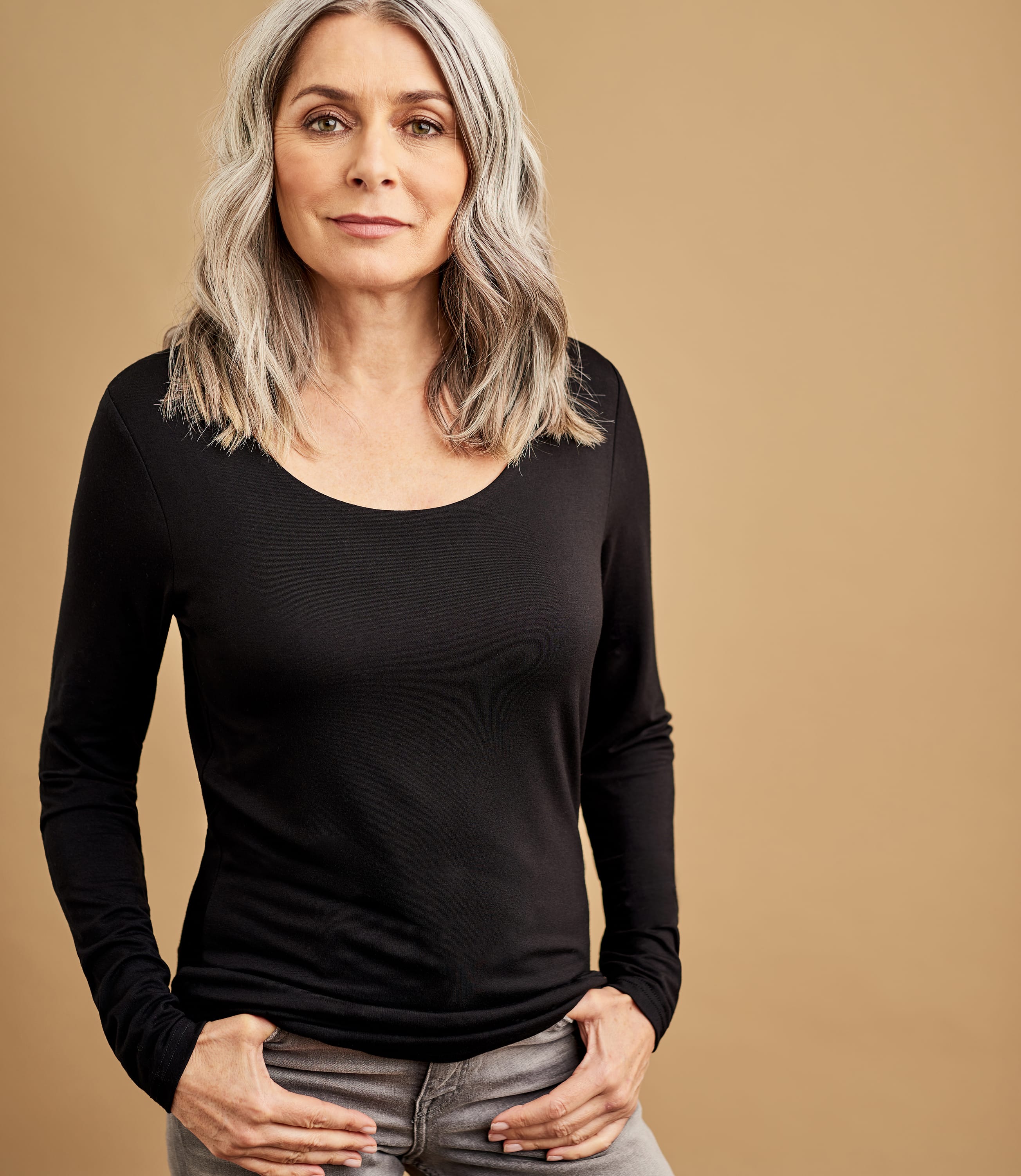 Black Womens Jersey Scoop Neck Long Sleeve T Shirt Woolovers Au