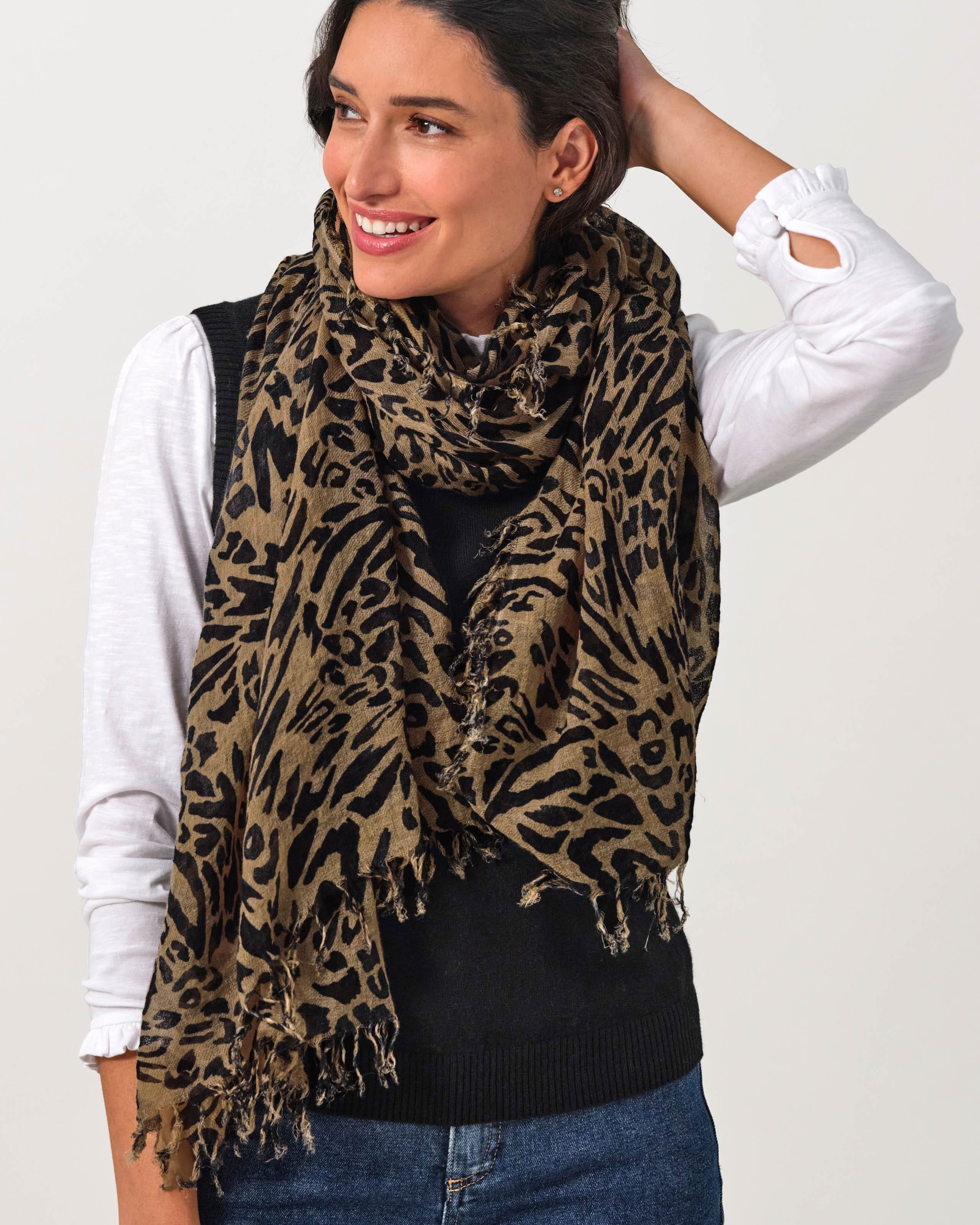 Lux Animal Print | Wool Cashmere Ultrafine Scarf | WoolOvers UK