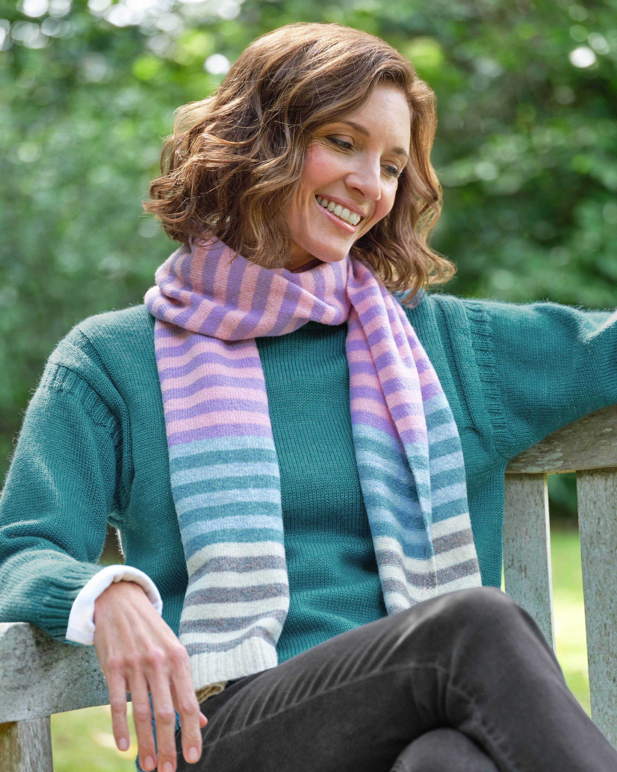 Pastel Stripe | Multi Stripe Lambswool Scarf | WoolOvers UK