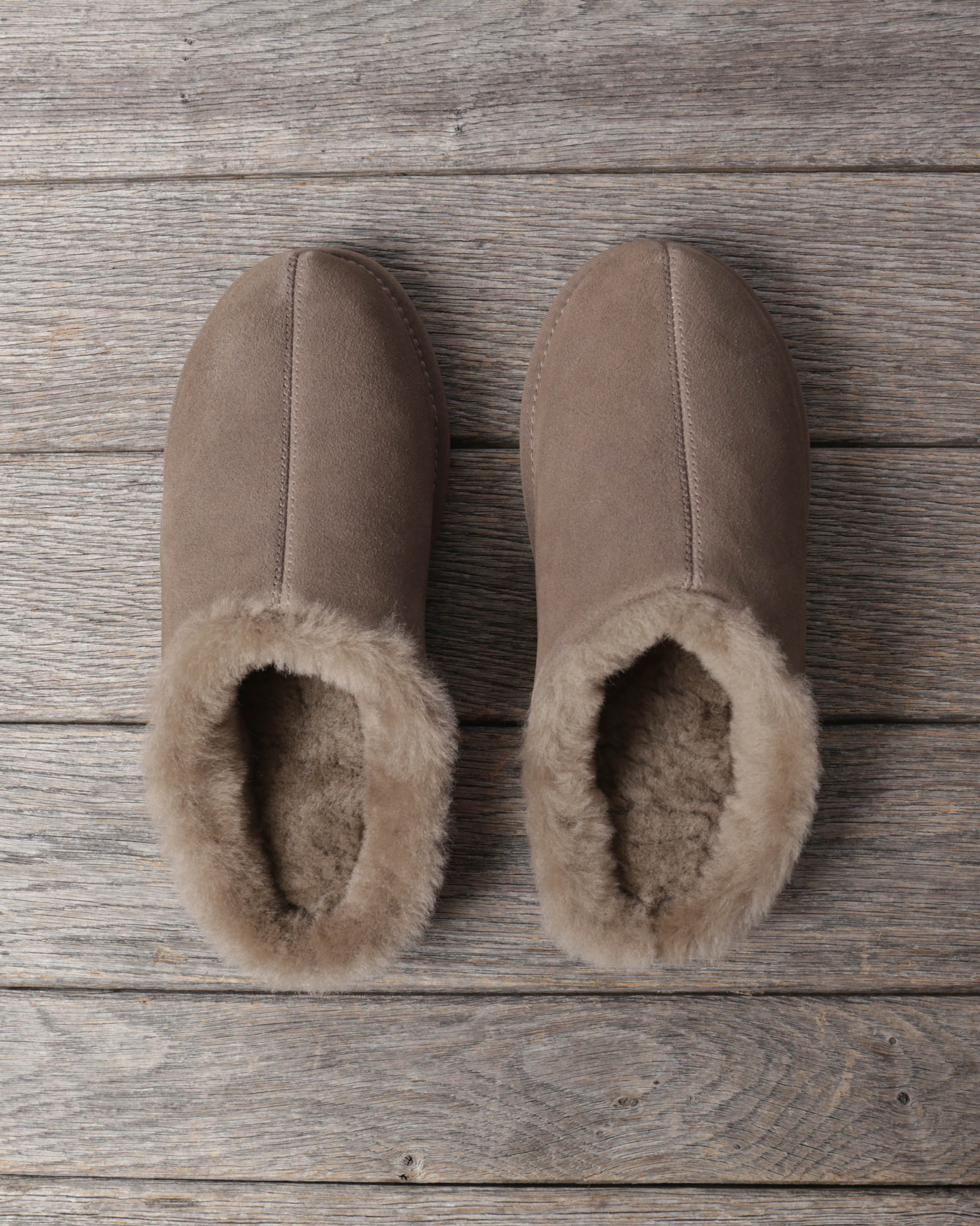 Taupe | Suede & Sheepskin Mule | WoolOvers UK