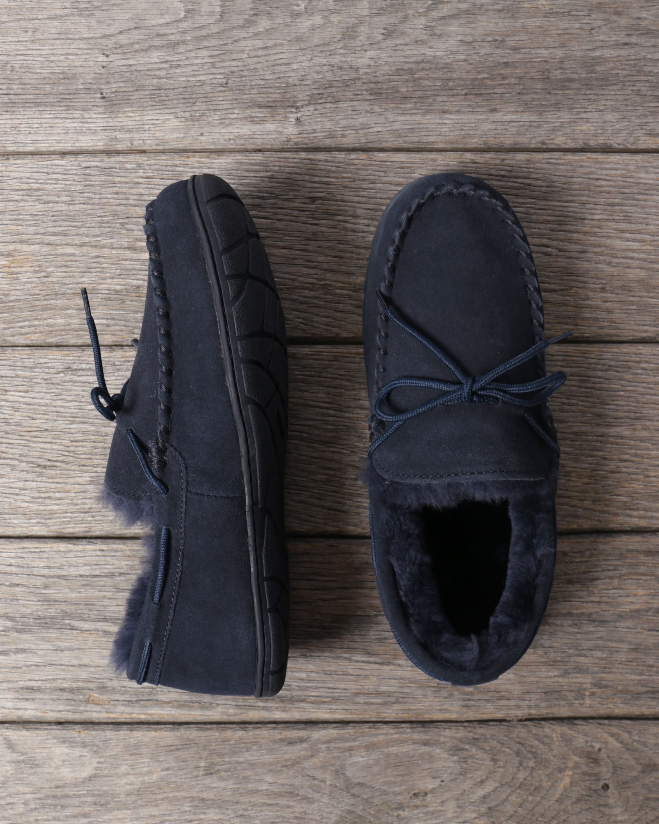 Navy | Mens Hard Sole Moccasin | WoolOvers UK