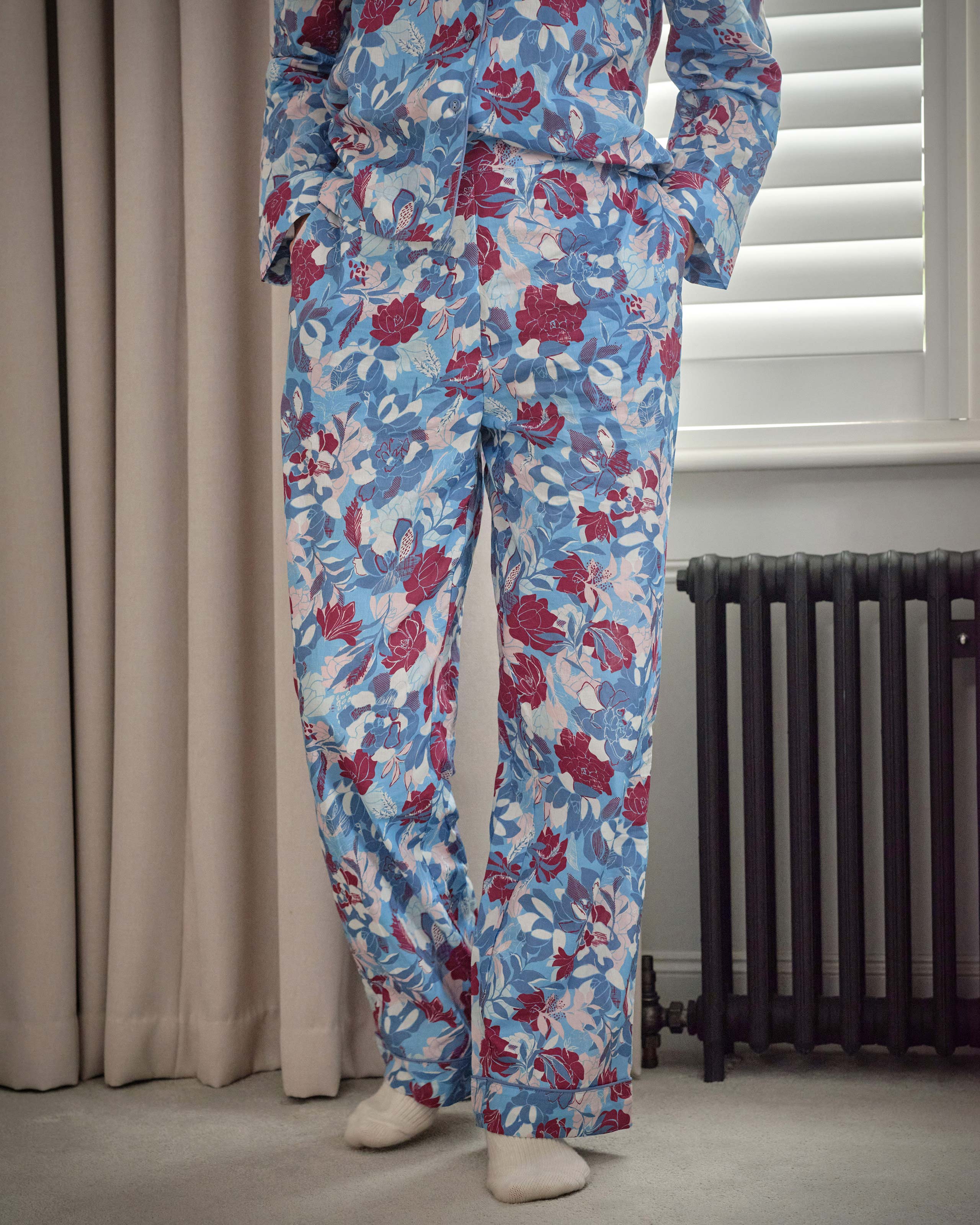 Cut Work Floral Print | Woven PJ Bottom | WoolOvers UK