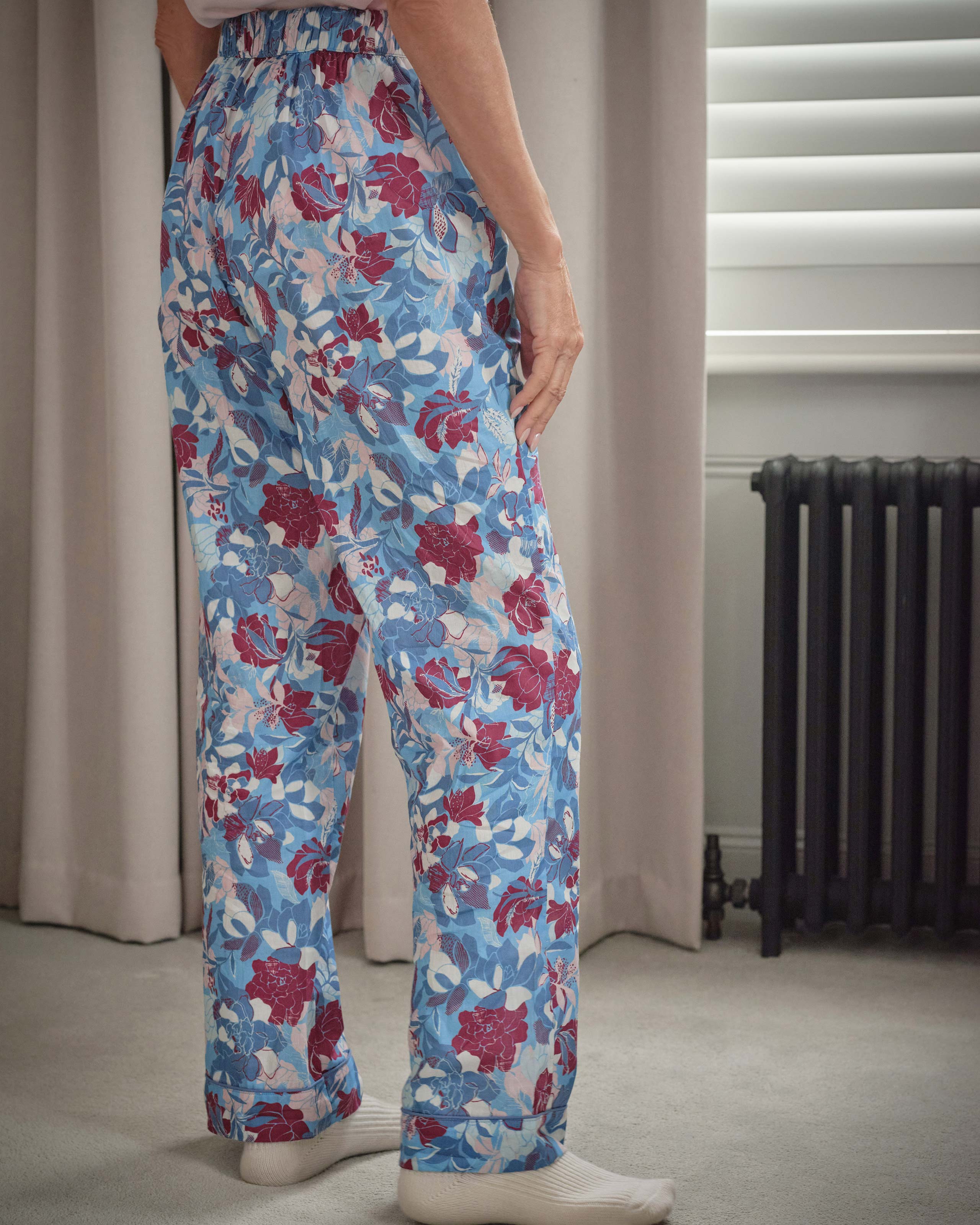 Cut Work Floral Print | Woven PJ Bottom | WoolOvers UK