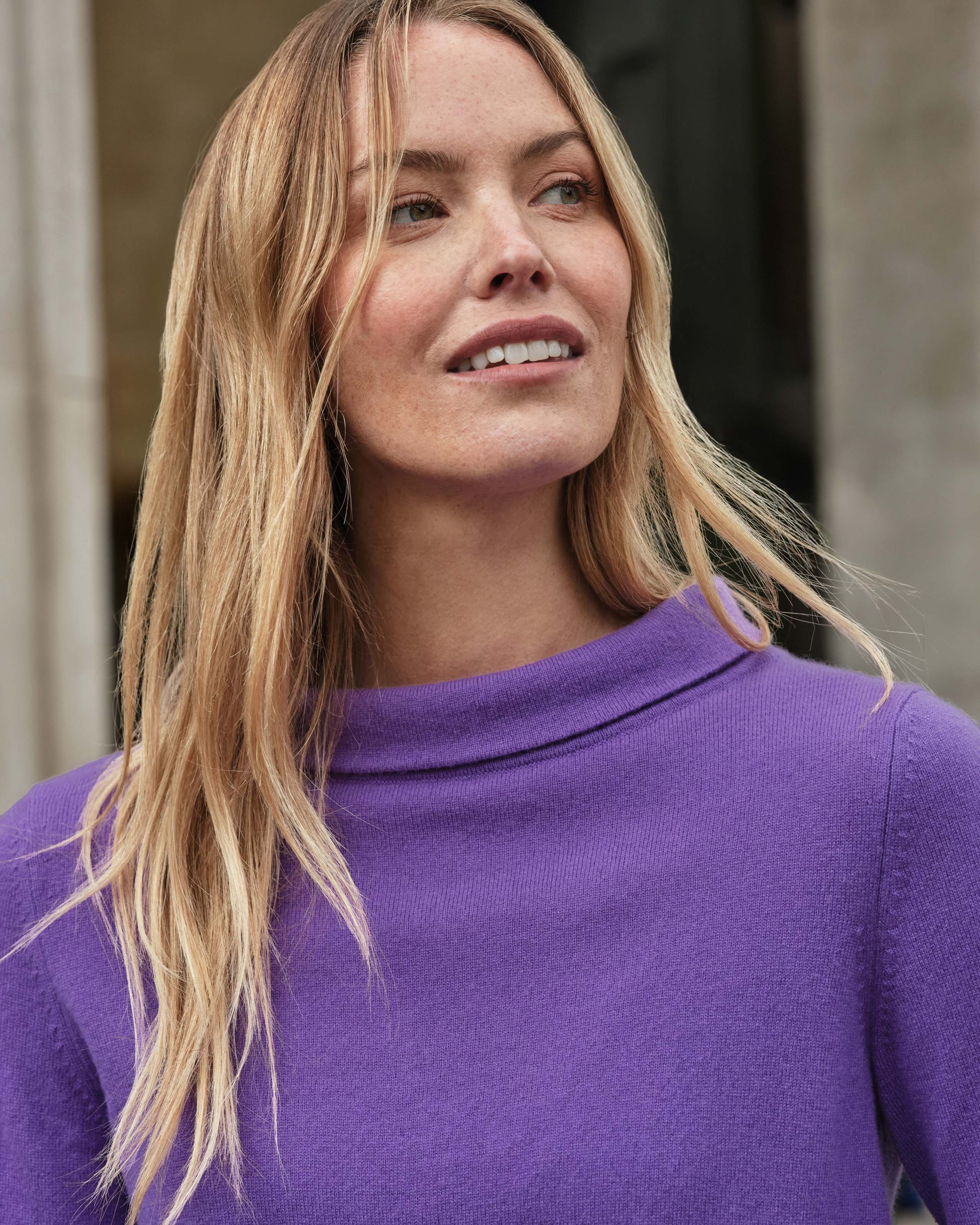 Deep Violet | Cashmere Bardot Neck Jumper | WoolOvers UK