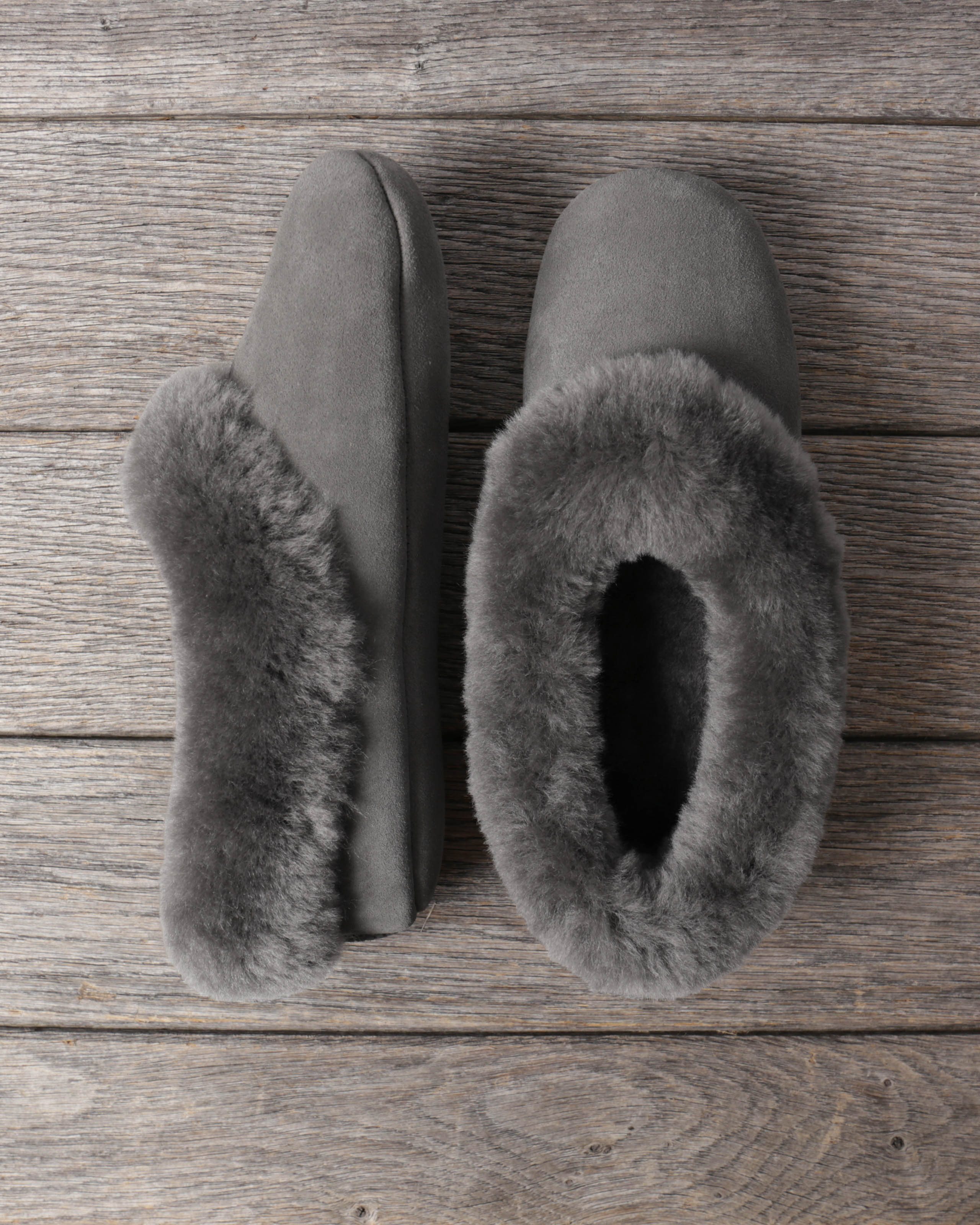 Mink | Sheepskin Collar Ballerina Slippers | WoolOvers US
