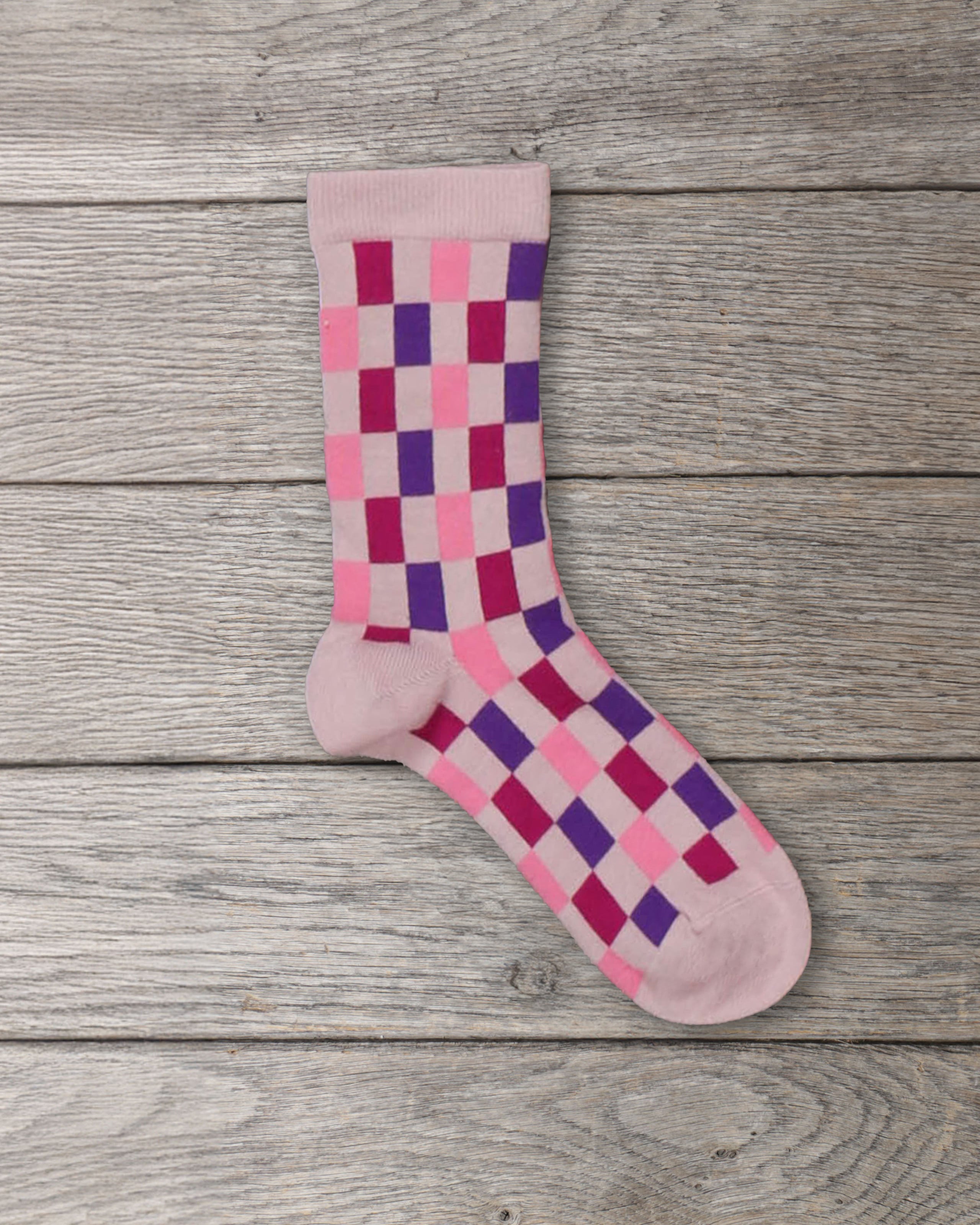 Multi Pink | Womens Check Bamboo Sock | WoolOvers UK