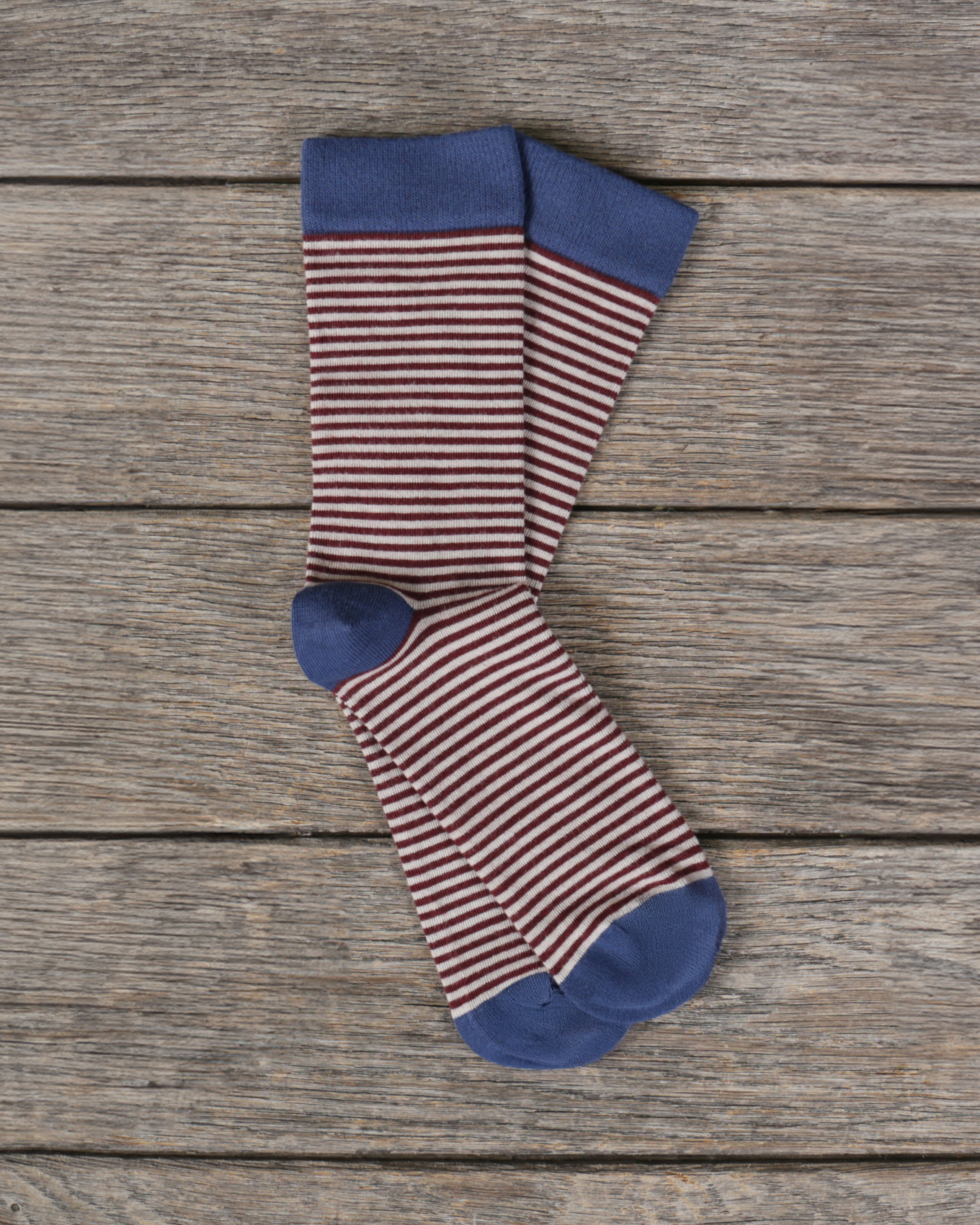 Burgundy Blue | Mens Stripe Bamboo Sock | WoolOvers US