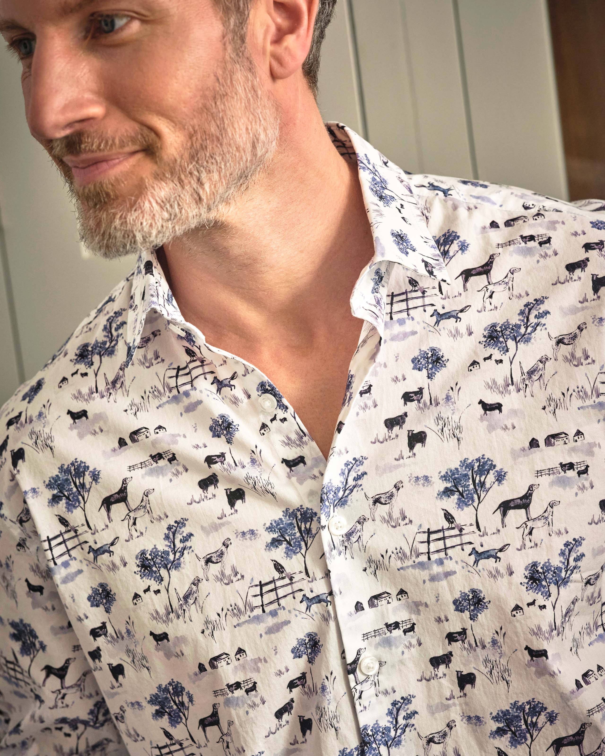 Country Scene Print | Printed Long Sleeve Shirt | WoolOvers UK