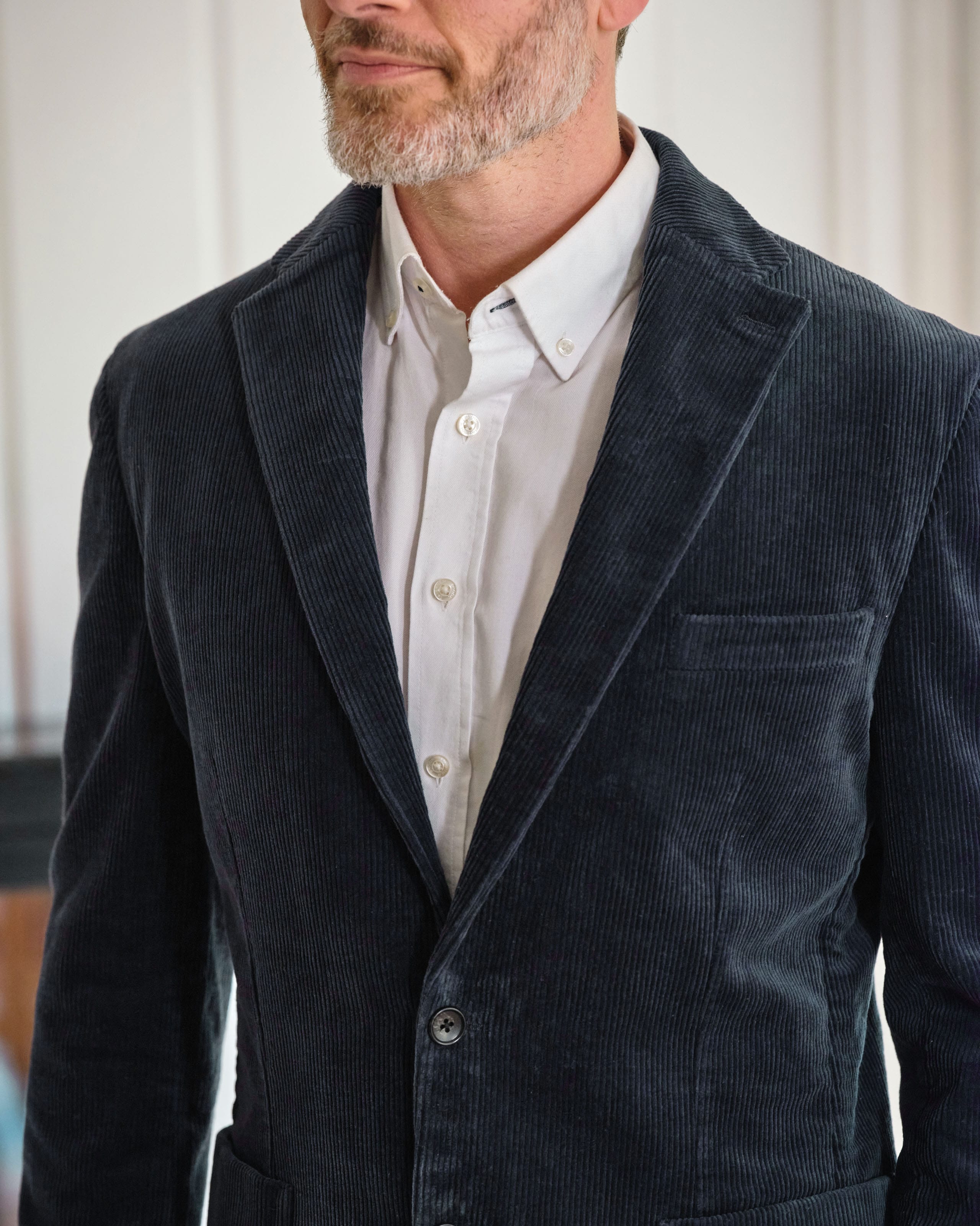 Navy | Washed Corduroy Casual Jacket | WoolOvers UK