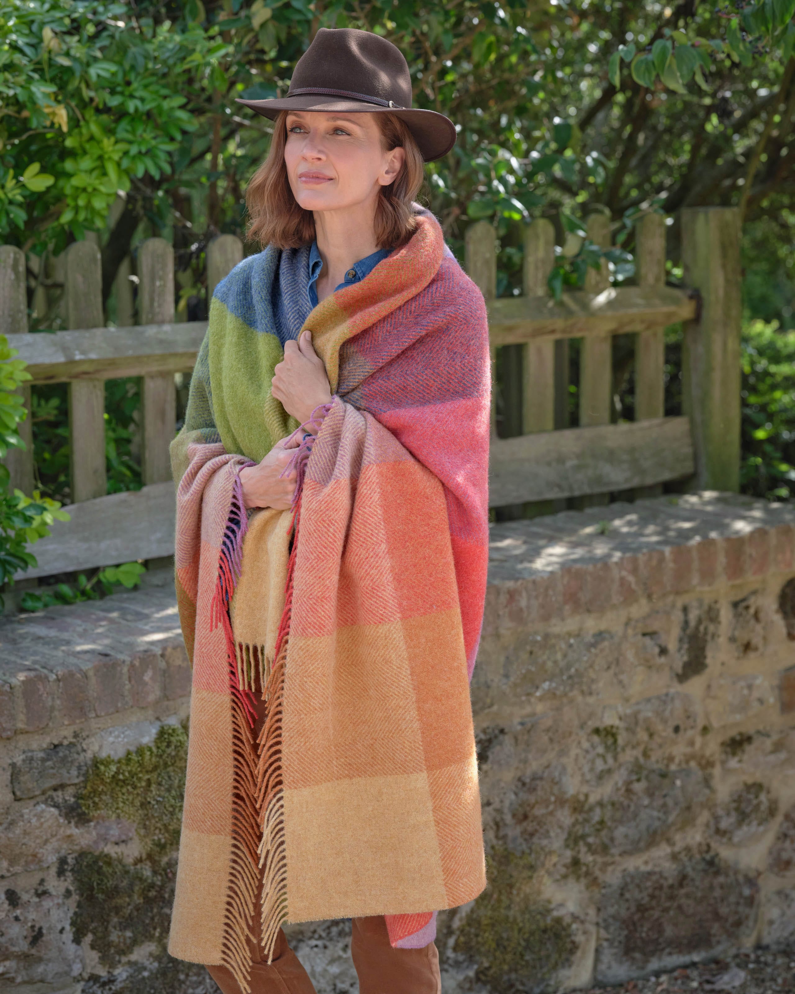 Sunset Check | Sunset Pure Wool Throw | WoolOvers UK